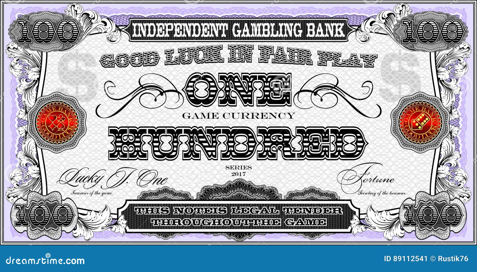 The Note for the Economic Game. One Hundred Dollars. Stock Vector ...