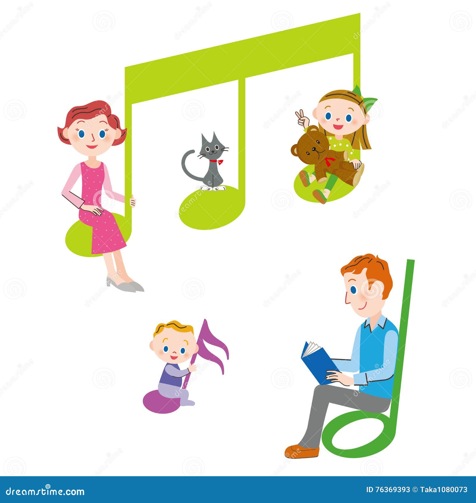 Note family stock vector. Illustration of book, music - 76369393