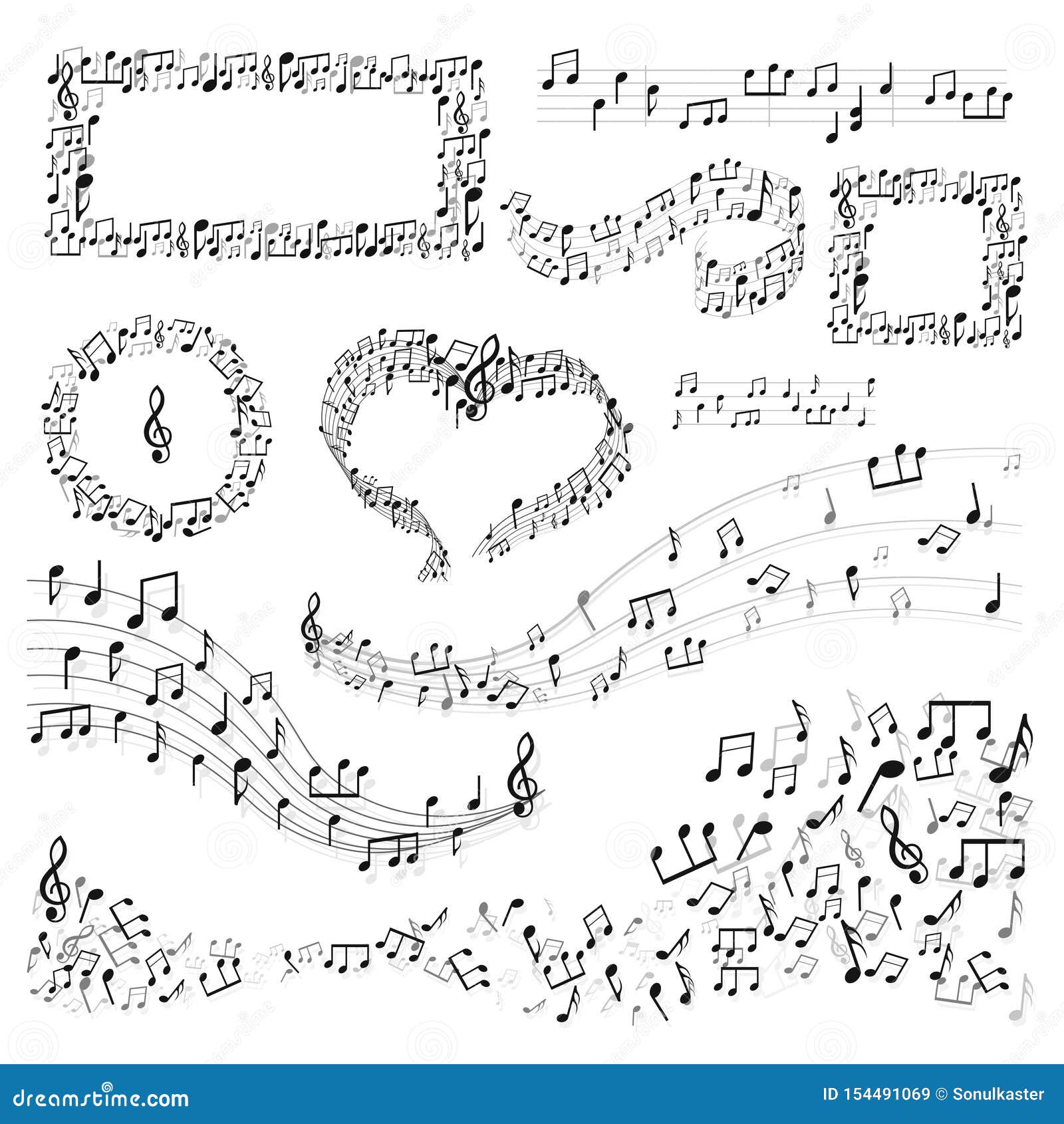 Note Frames and Decor Music Art Melody or Song Stock Vector ...