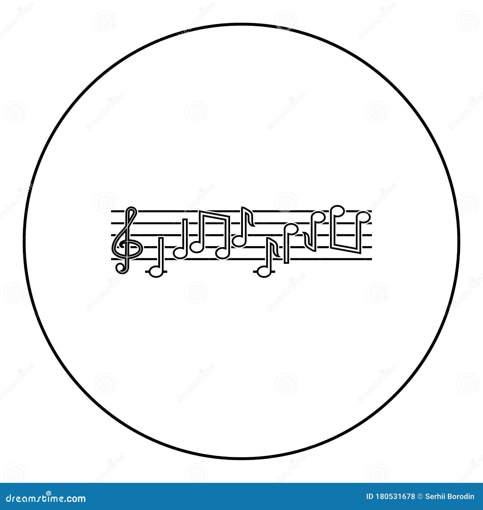 Note Fret Notes Icon in Circle Round Outline Black Color Vector ...