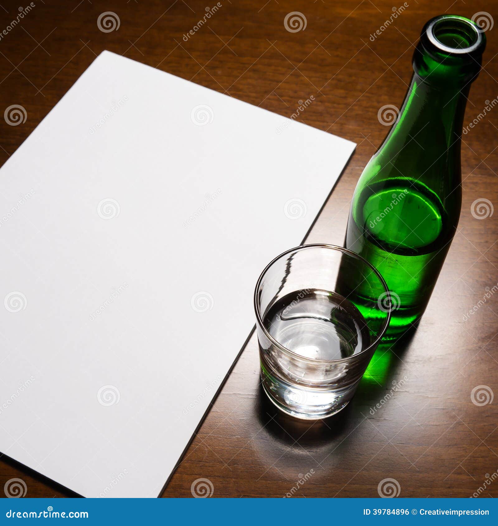 Note and glass of water stock photo. Image of idea, glass - 39784896