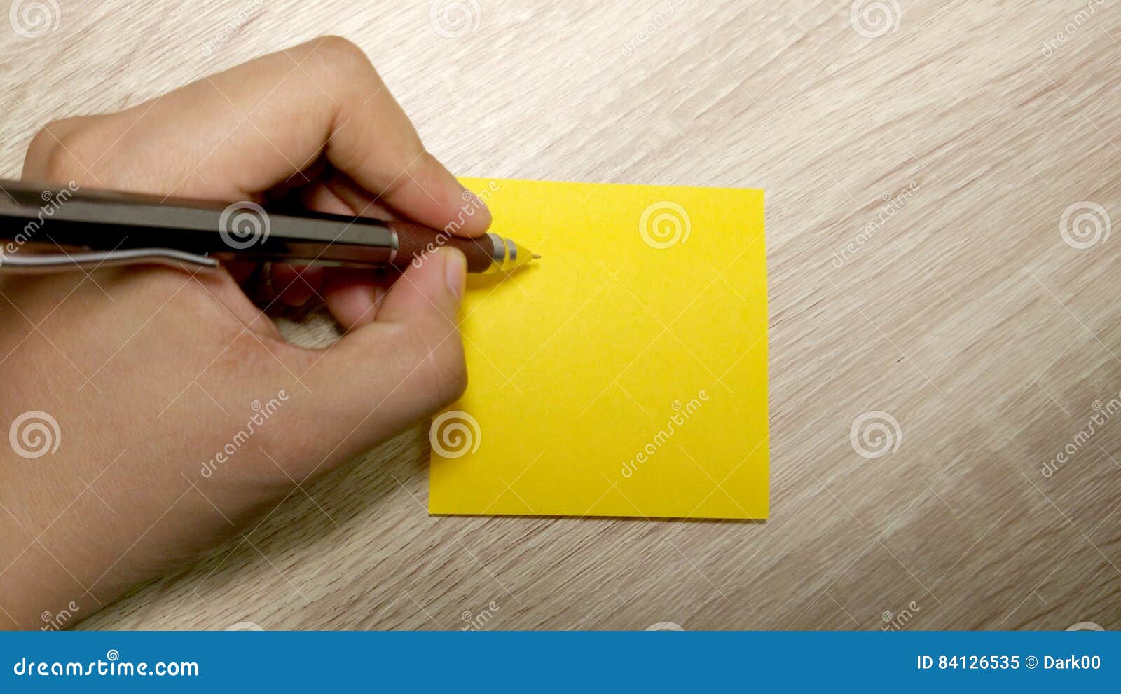 Note and Hand Written Pencil Wooden Background Stock Image - Image of ...