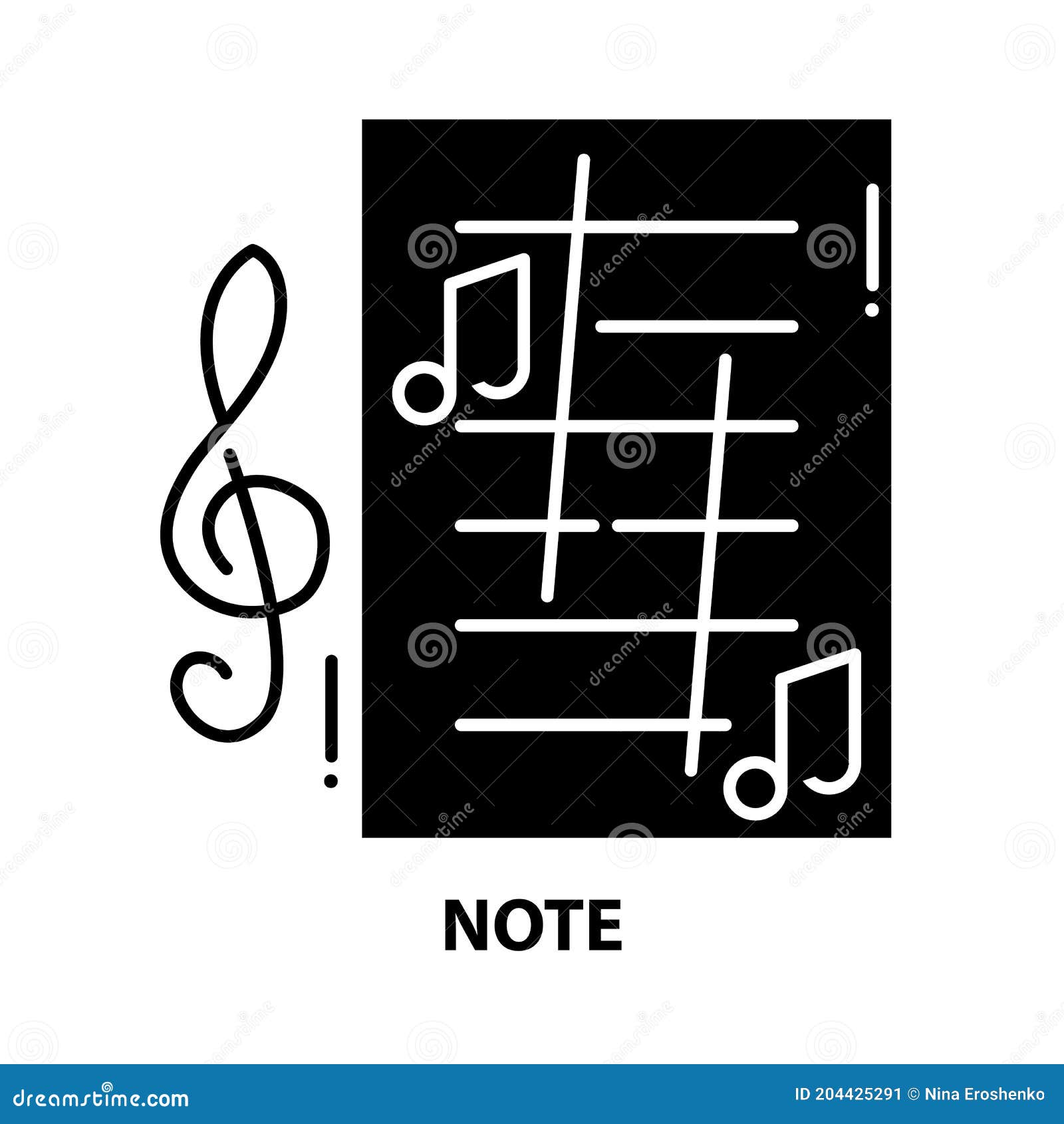 Note Icon, Black Vector Sign with Editable Strokes, Concept ...