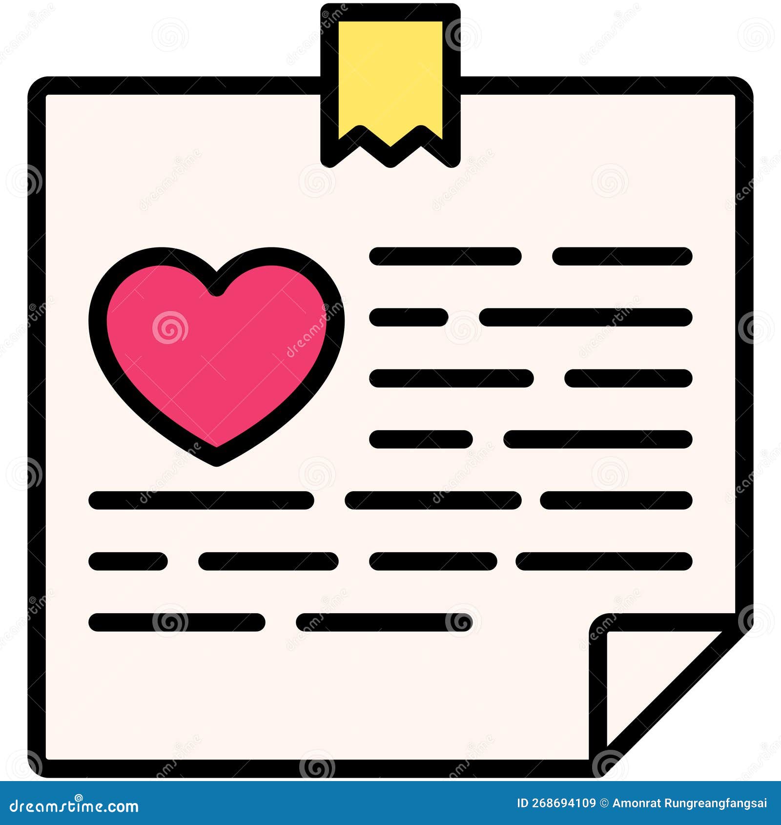 Note Icon, Love and Heart Vector Stock Vector - Illustration of icon ...