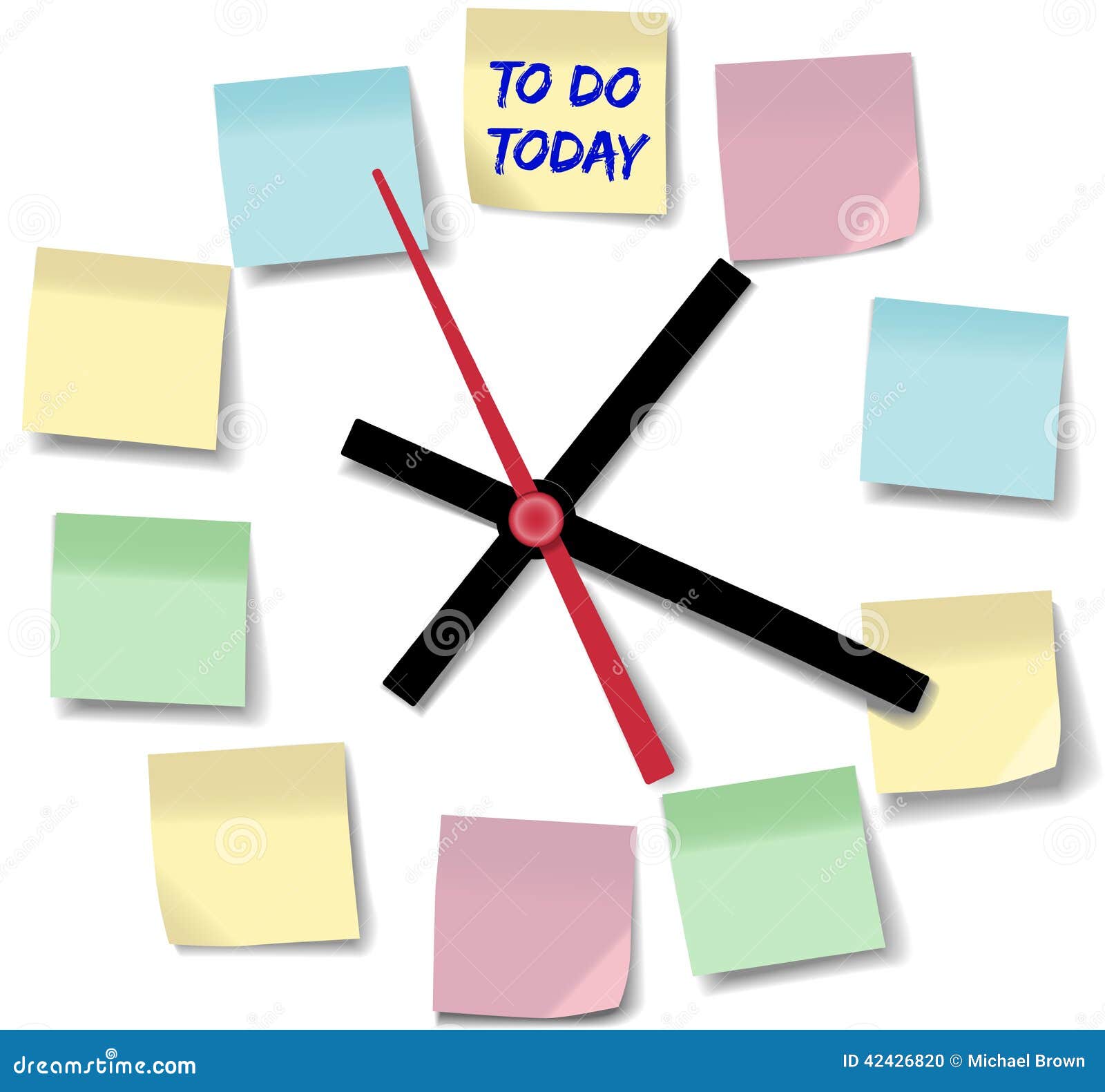 Note Memos Busy Day Time Clock Stock Vector - Illustration of yellow ...
