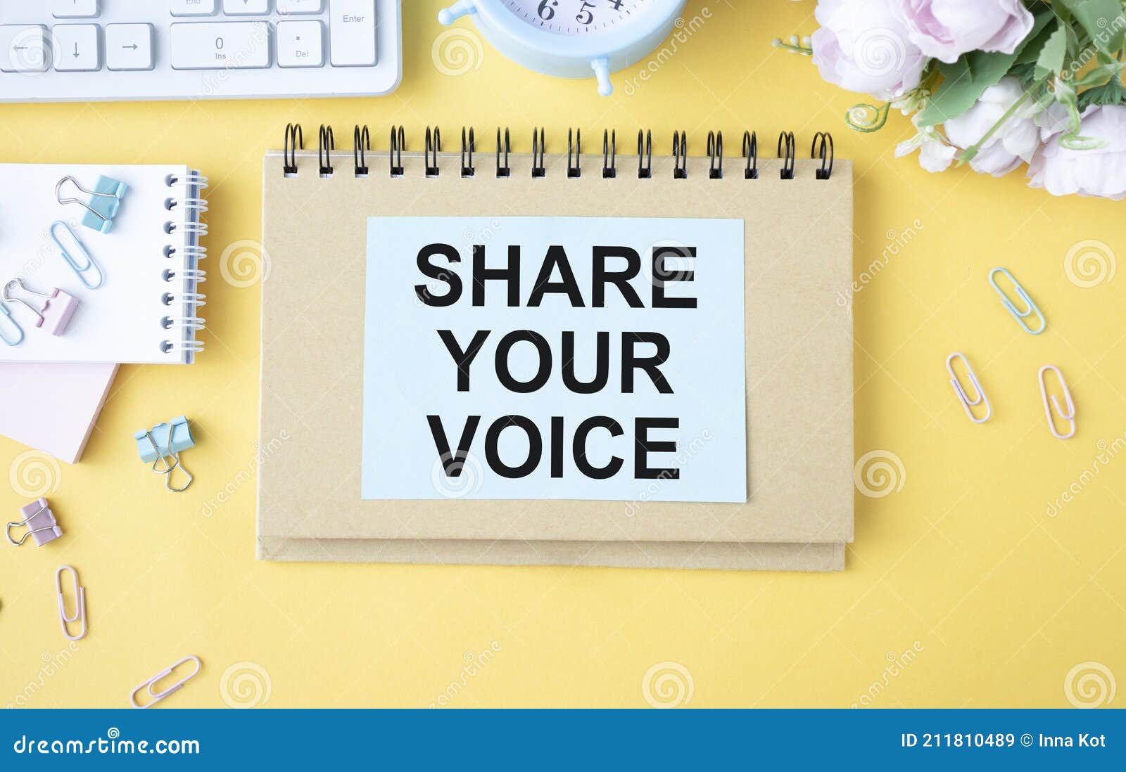 Note with the Message of Share Your Voice Stock Image - Image of desk ...