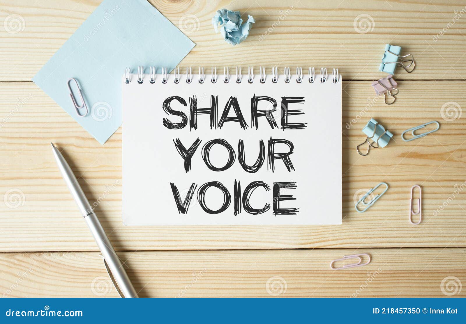 Message of Share Your Voice, with Desk Background Stock Photo - Image ...