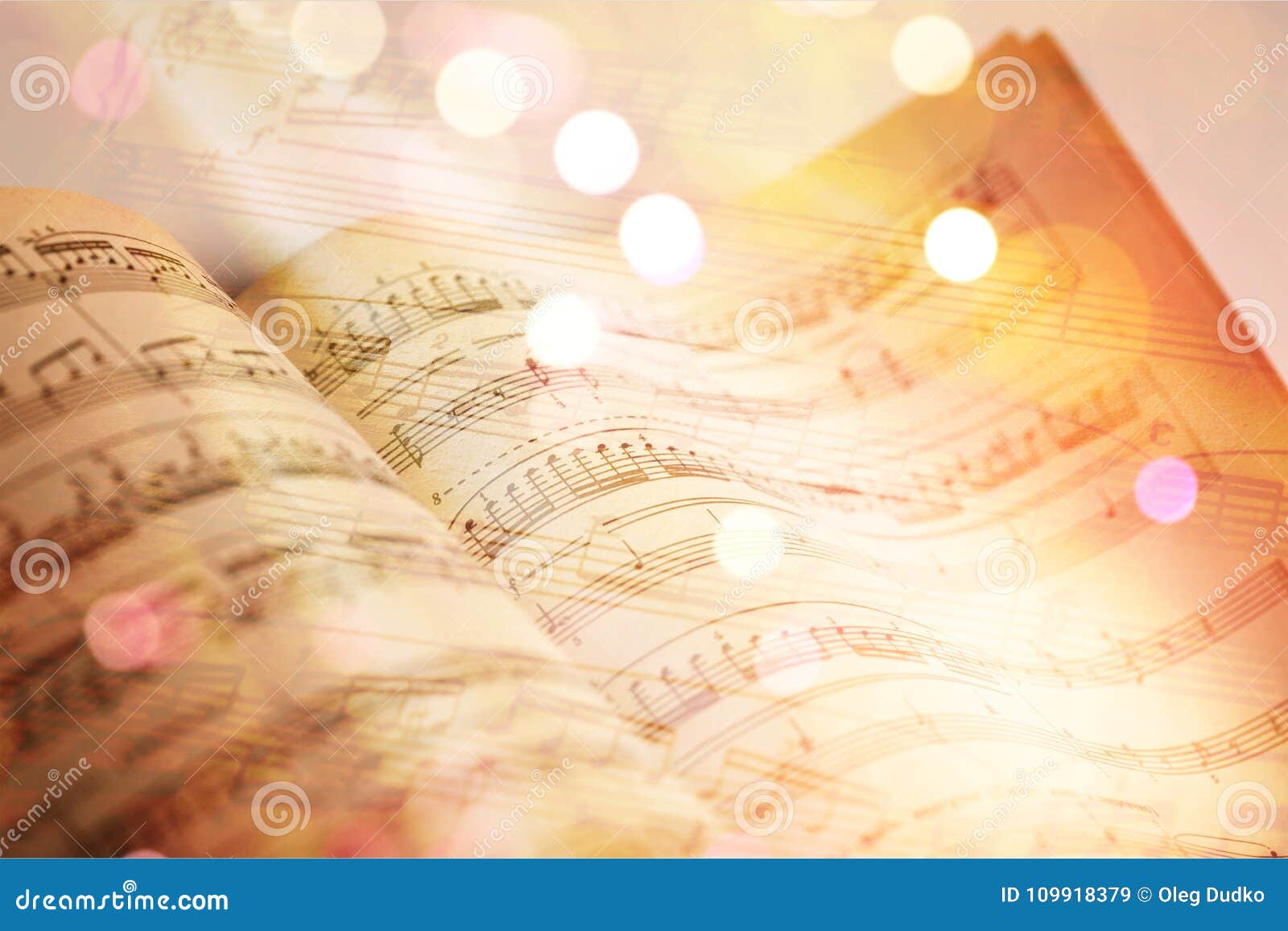 Sheets with Music Notes, Close-up View Stock Image - Image of book ...