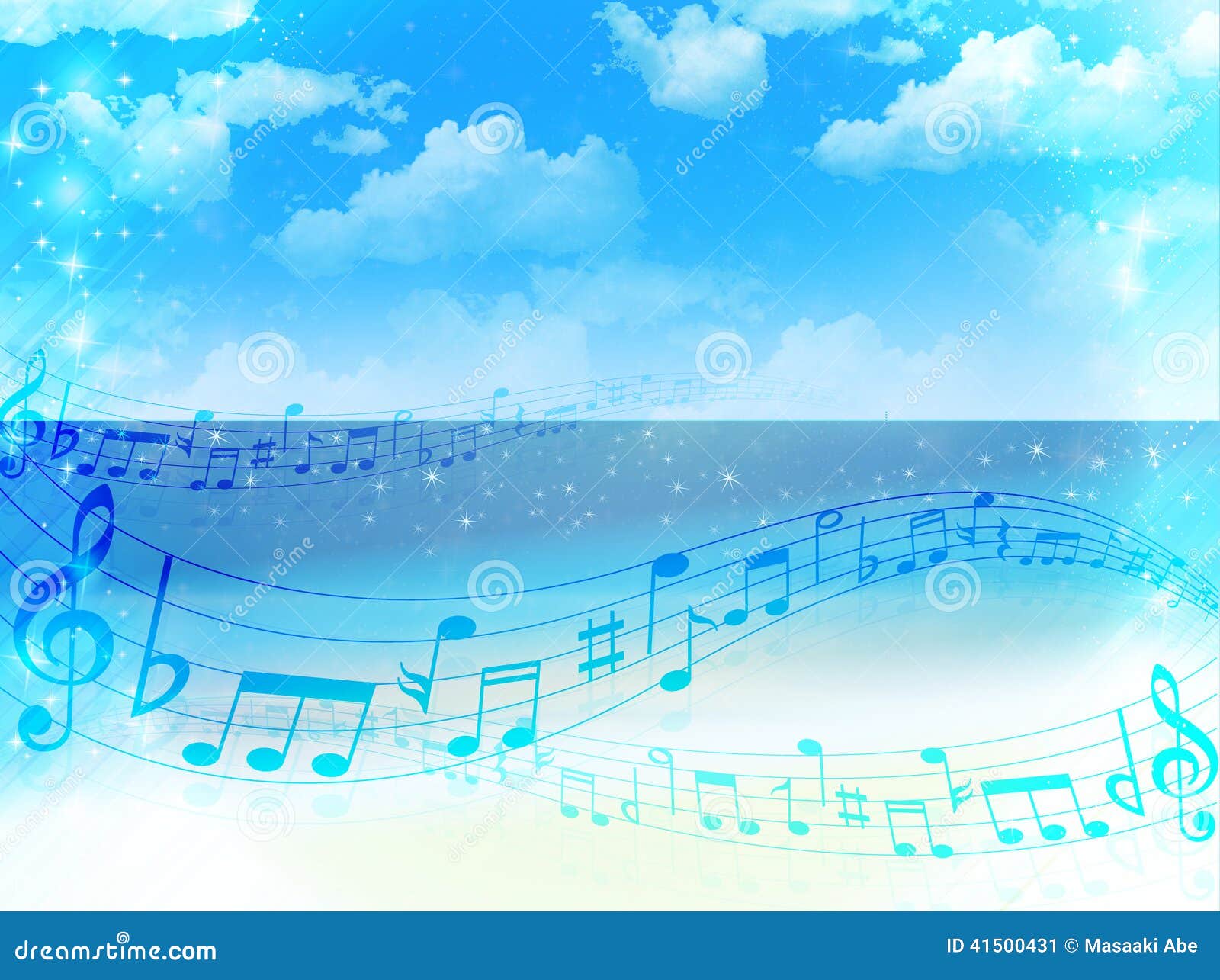 Note music sea stock vector. Illustration of clouds, material - 41500431