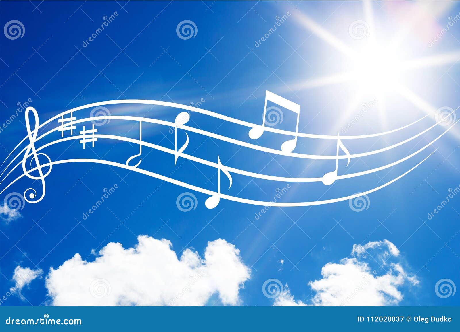 Music Notes on Sky Background Stock Image - Image of sound, note: 112028037