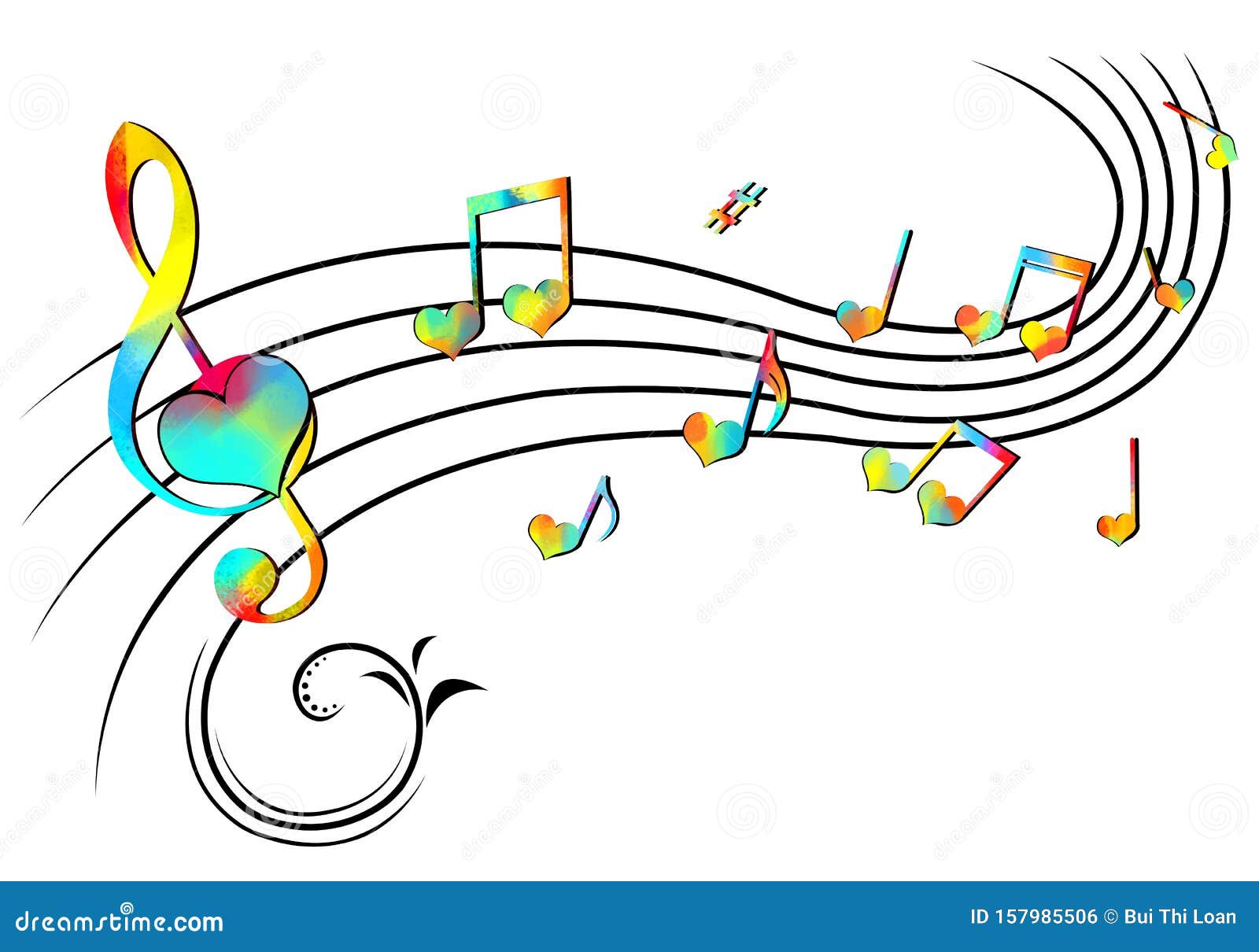Note musicali con cuori illustrazione di stock. Illustrazione di cuori ...