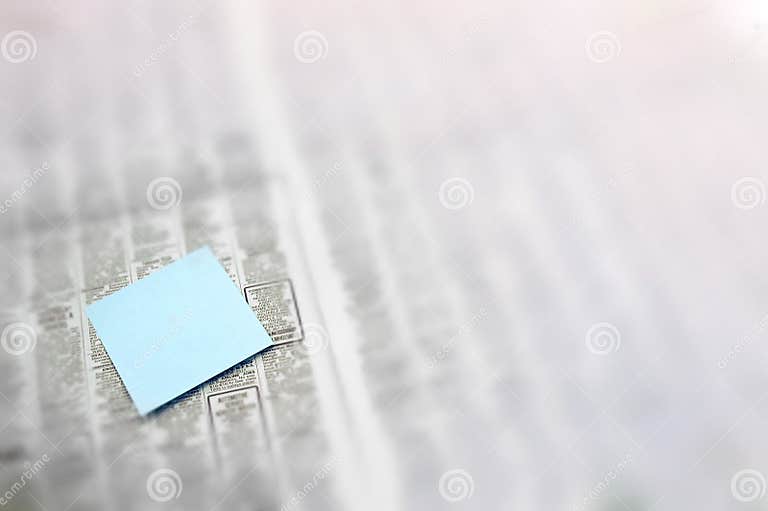 Note in newspaper stock image. Image of business, blank - 203349