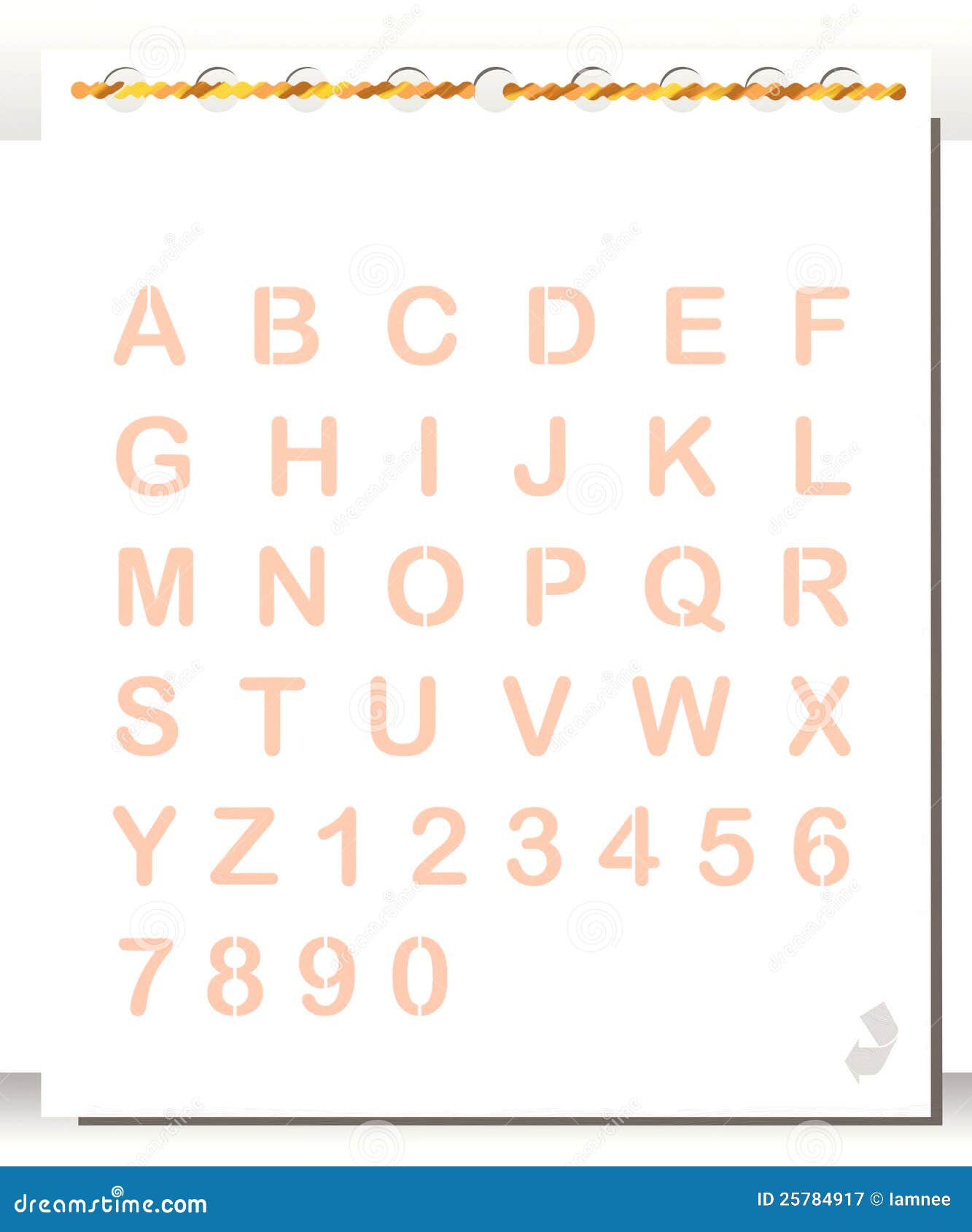 Note Pad with Alphabet and Numbers Stock Illustration - Illustration of ...