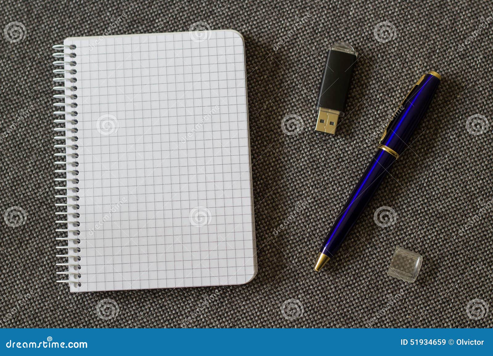 Note Pad with Blue Pen and Flash Drive. Stock Image - Image of cloth ...