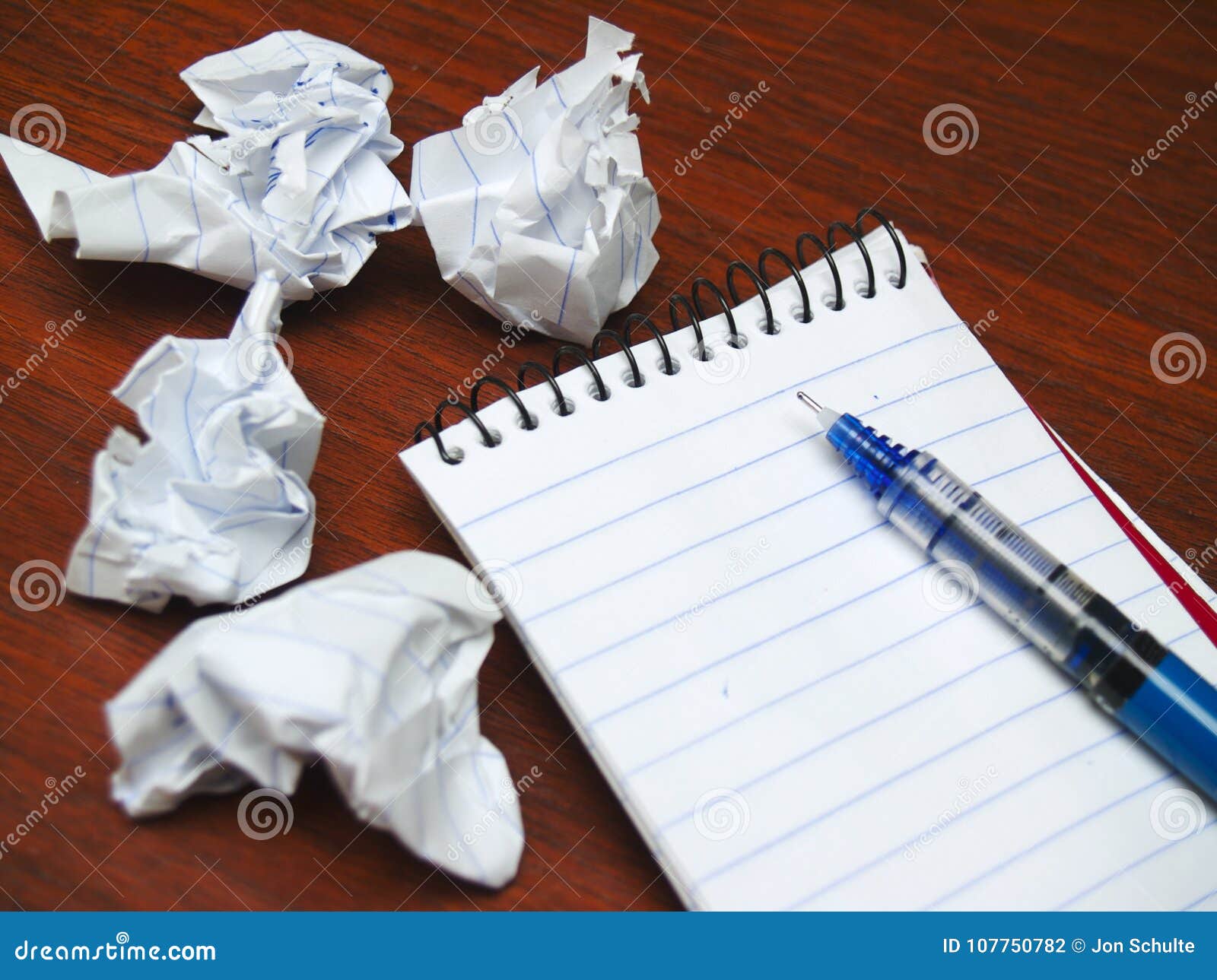 Note Pad with Crumpled Paper Stock Photo - Image of blank, empty: 107750782