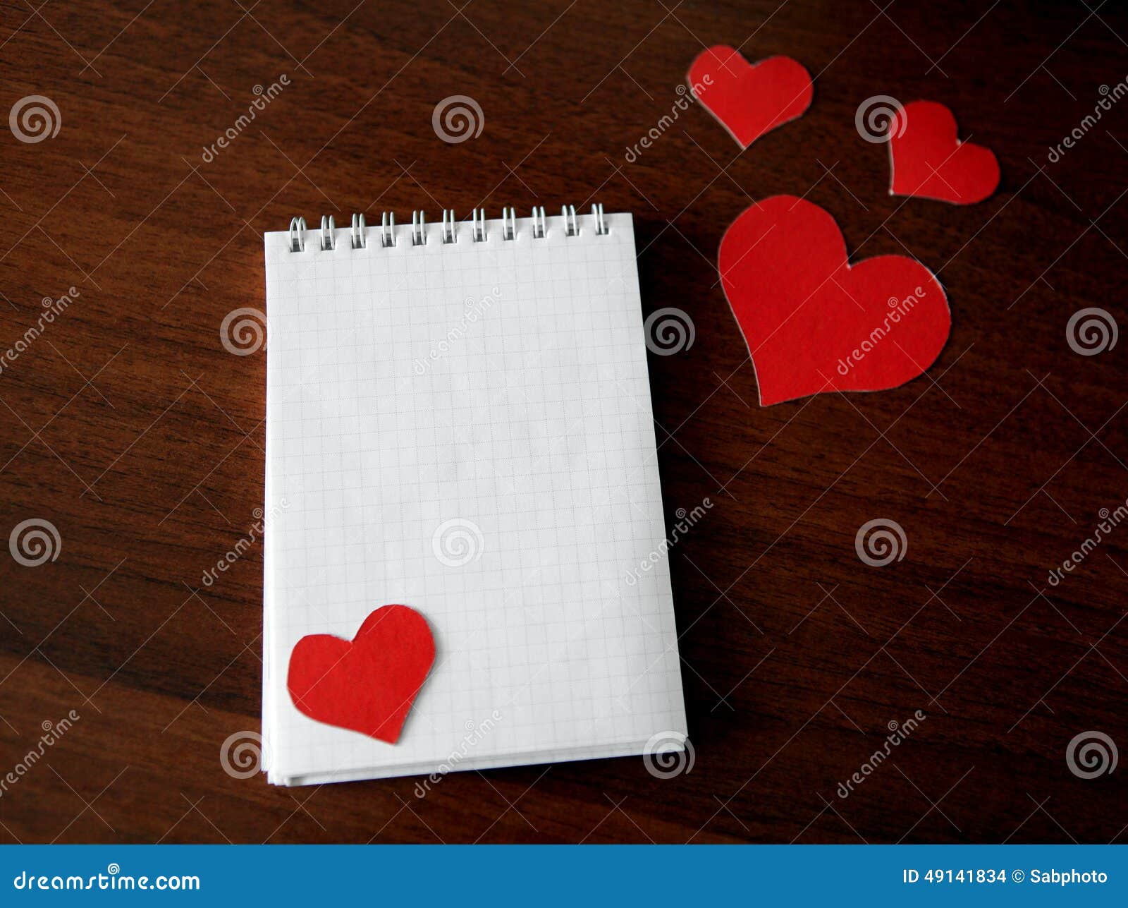 Note Pad with Heart Shapes stock photo. Image of list - 49141834