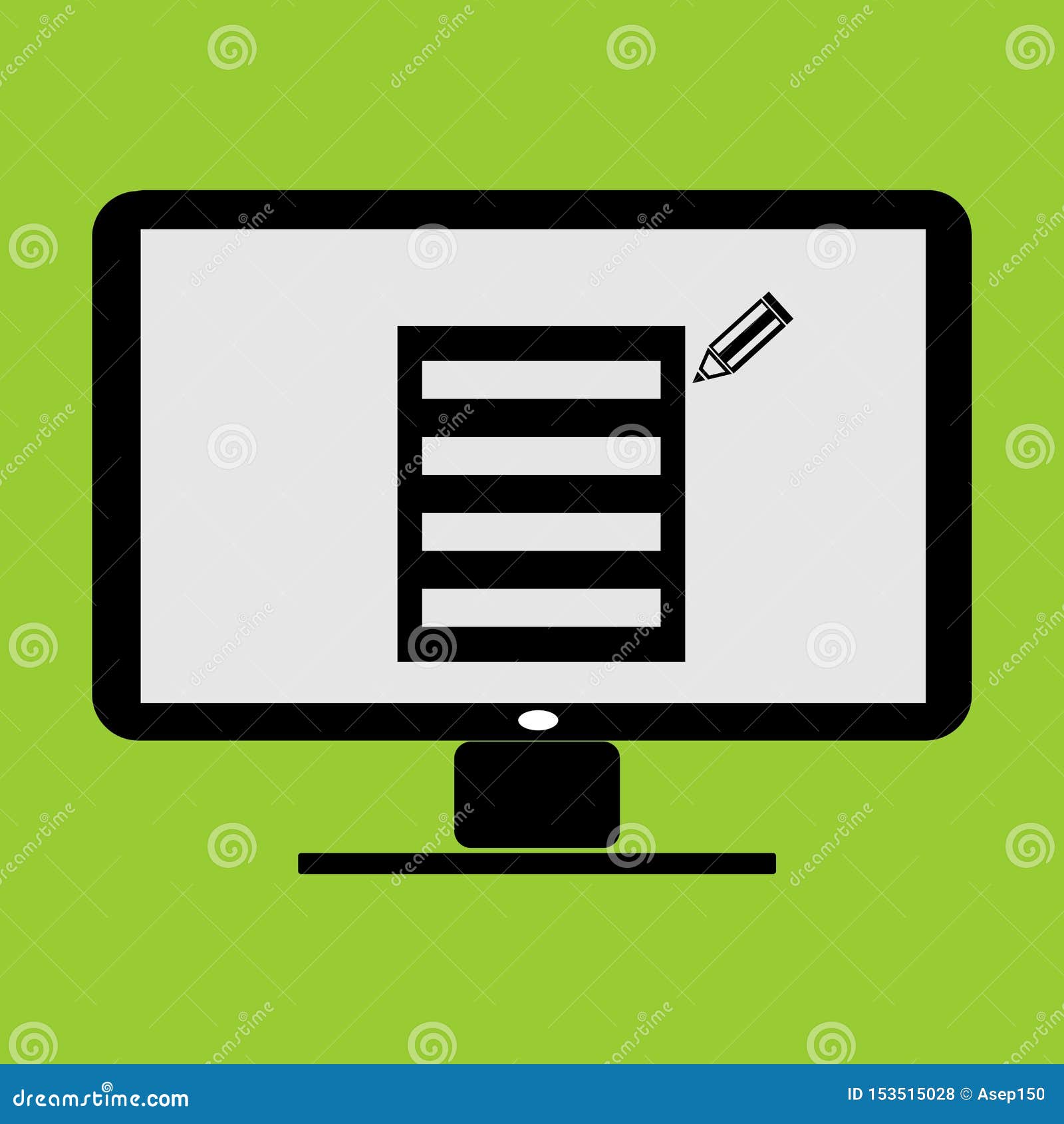 Note Pad or Memo Thumbnail Application in LC Monitor PC Computer Vector ...