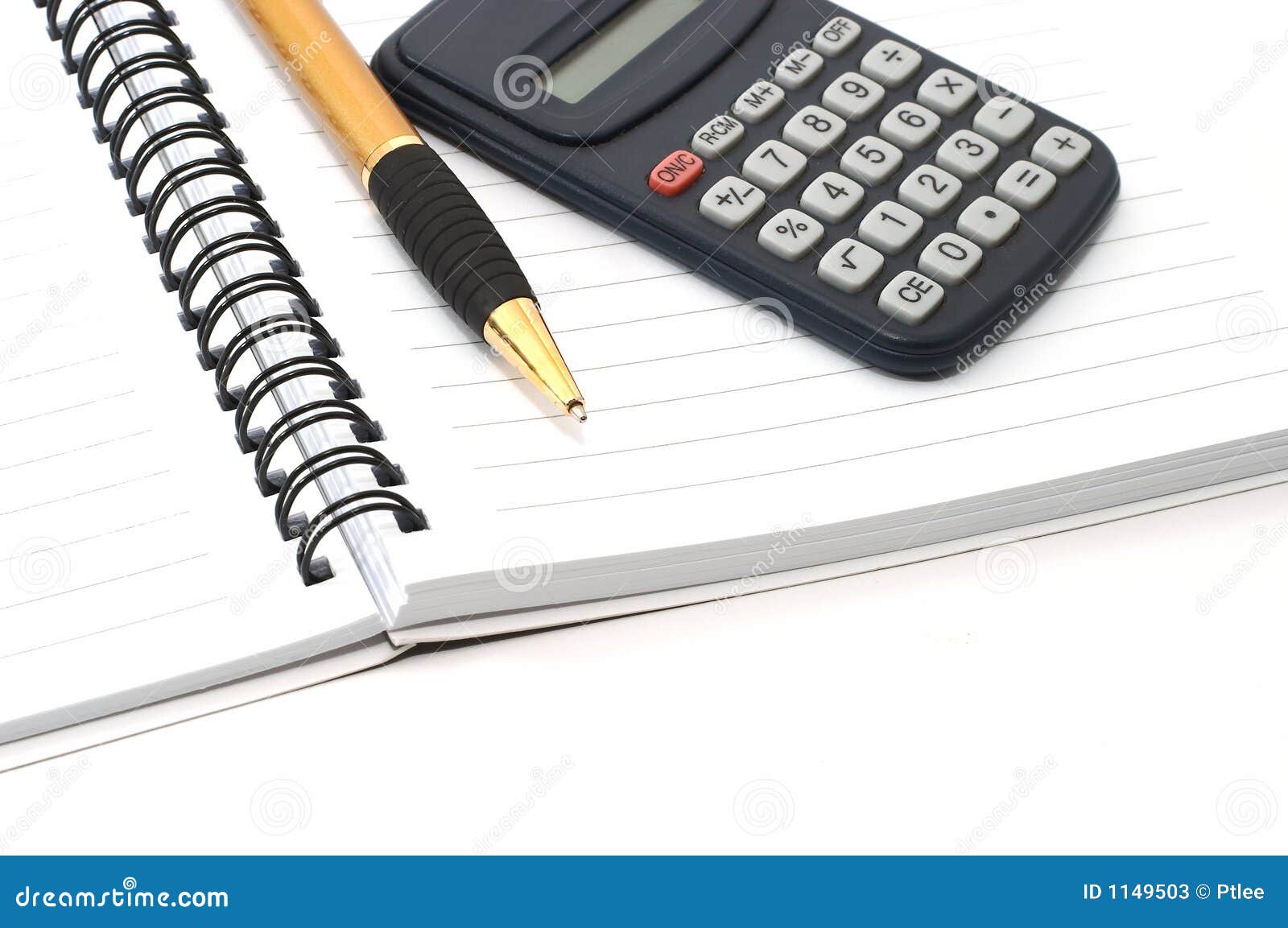 Note Pad with Pen and Calculator Stock Image - Image of handbook ...