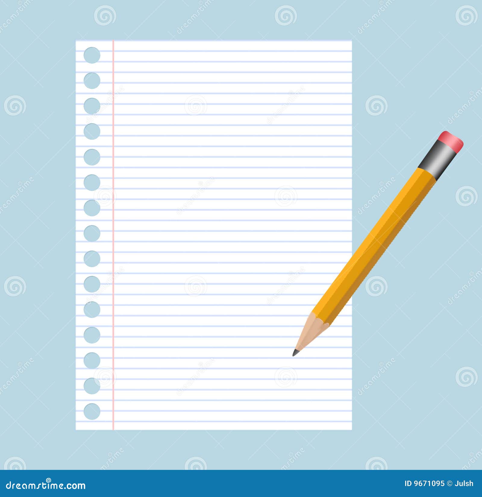 Note pad and pencil stock illustration. Illustration of blue - 9671095