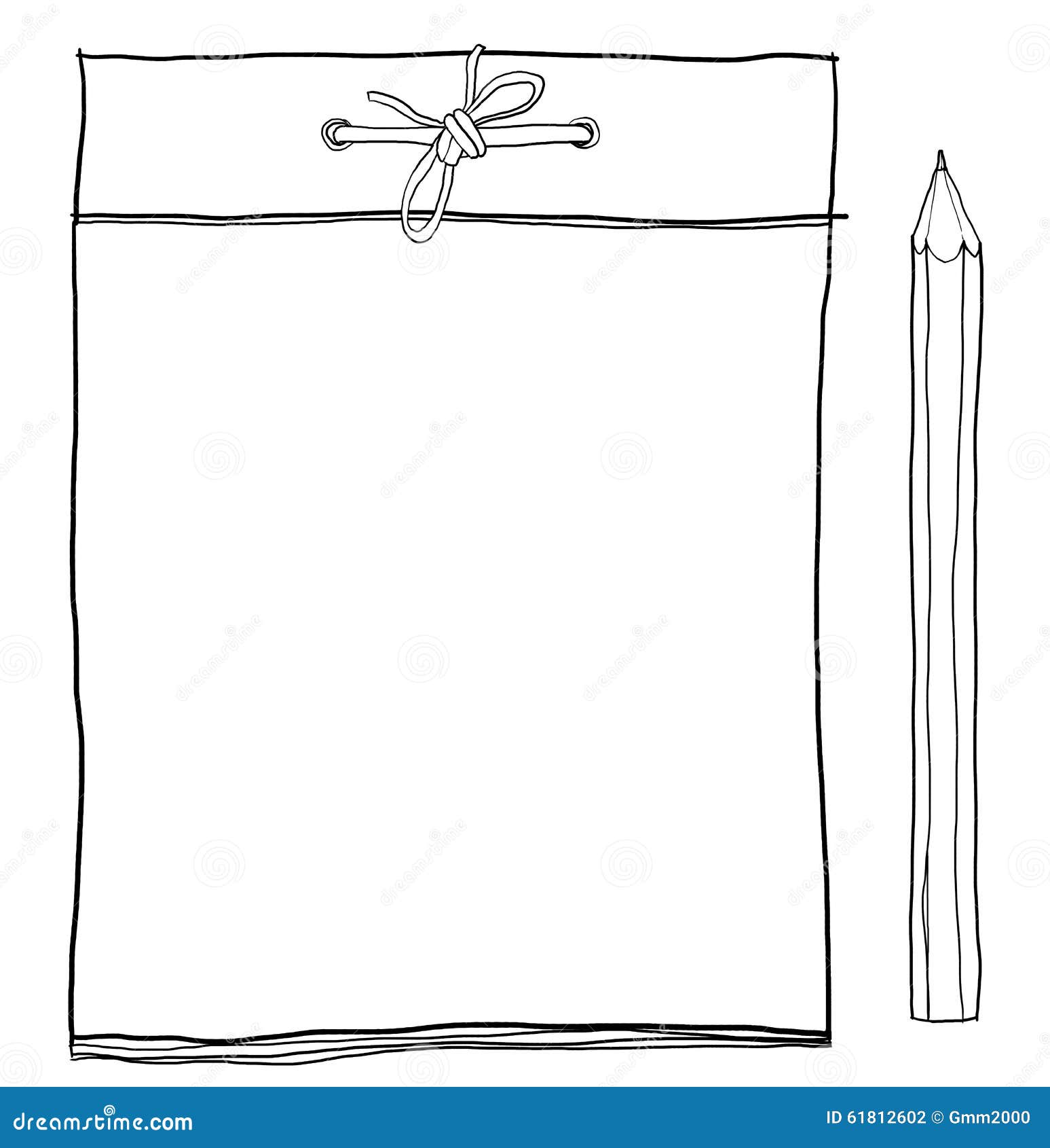 Note Pad and Yellow Pencil Cute Lineart Illustration Stock Illustration ...