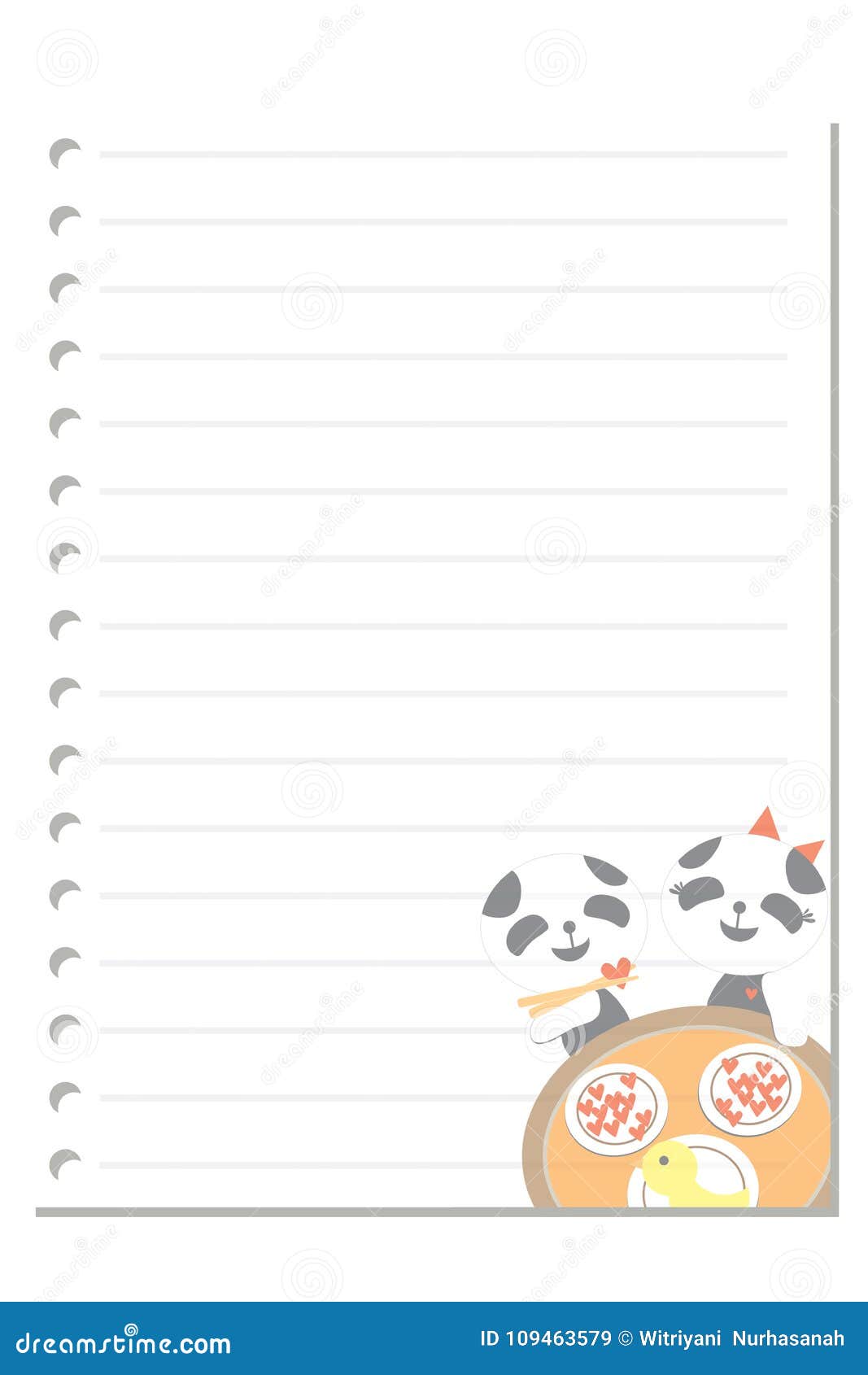 Note Panda Dinner Love Paper Sheet Stock Illustration - Illustration of ...