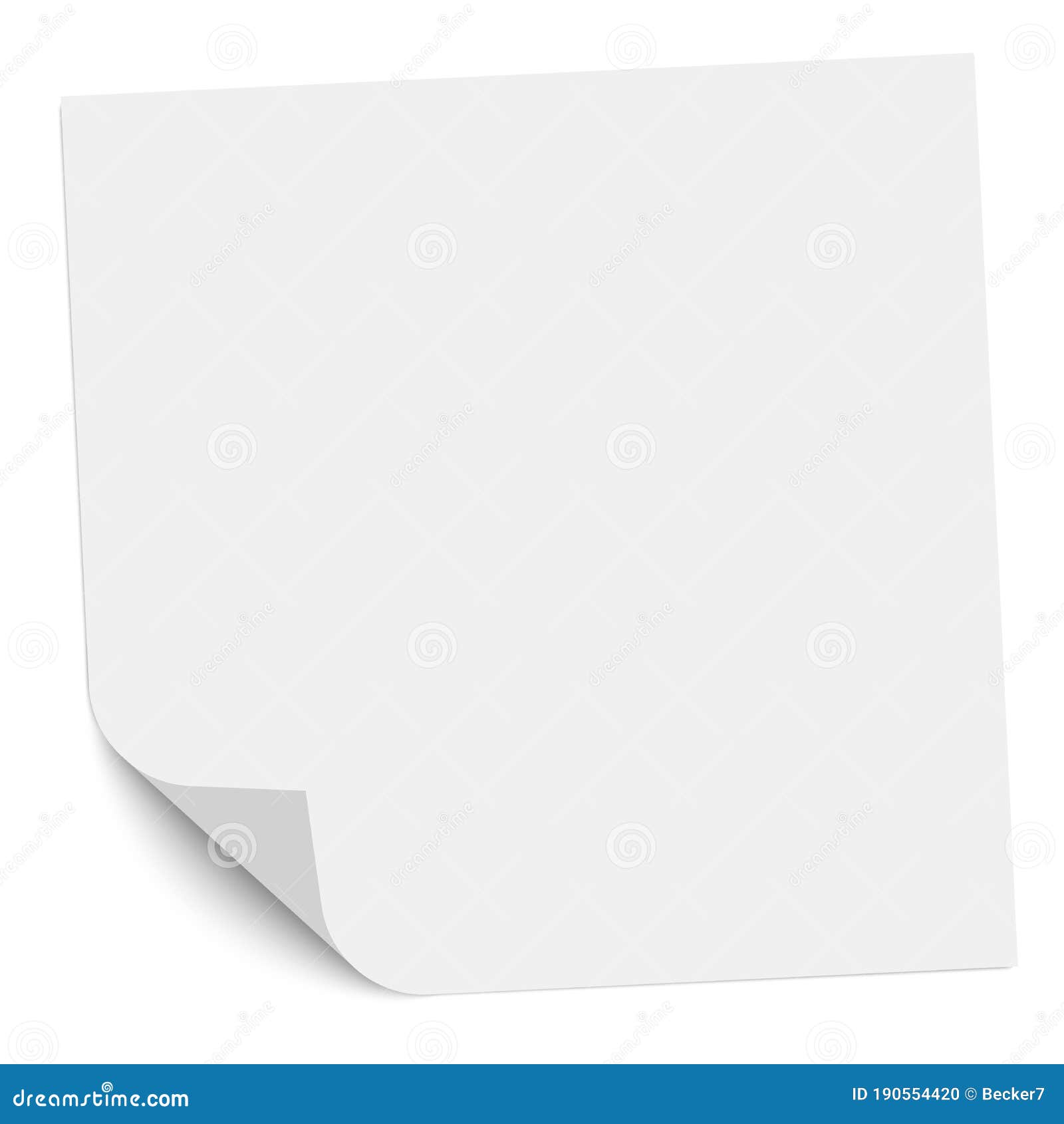 Note Paper with a Bent Left Bottom Corner. Vector Illustration Stock ...