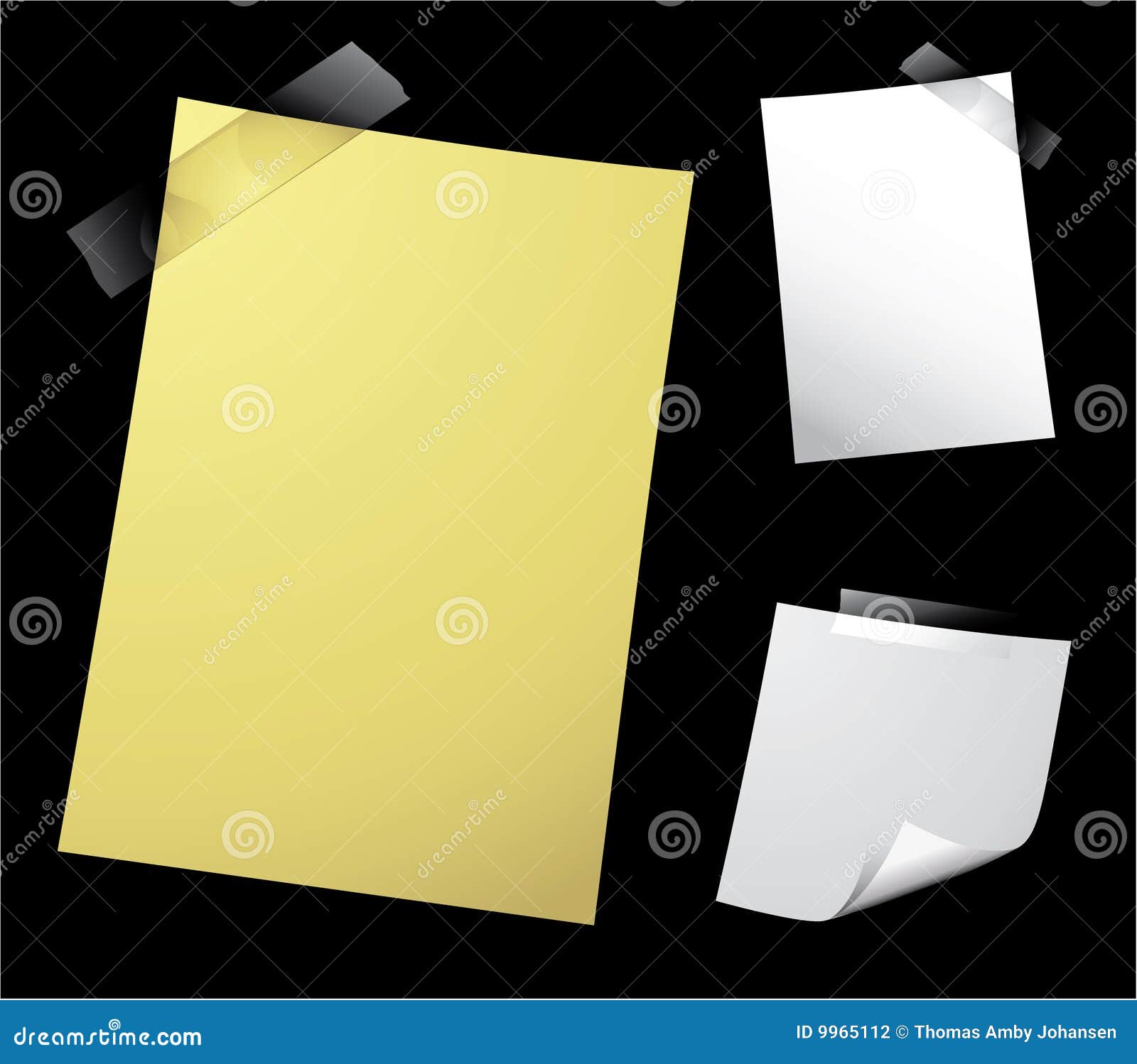Note Paper on Black stock vector. Illustration of page - 9965112