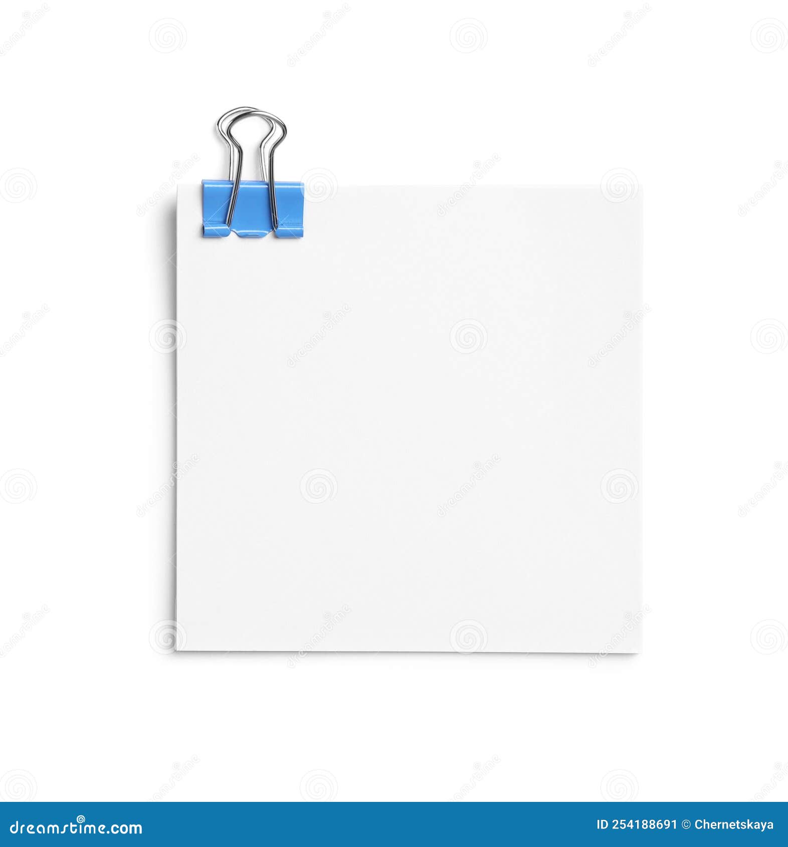 Note Paper with Clip Isolated on White, Top View Stock Image - Image of ...