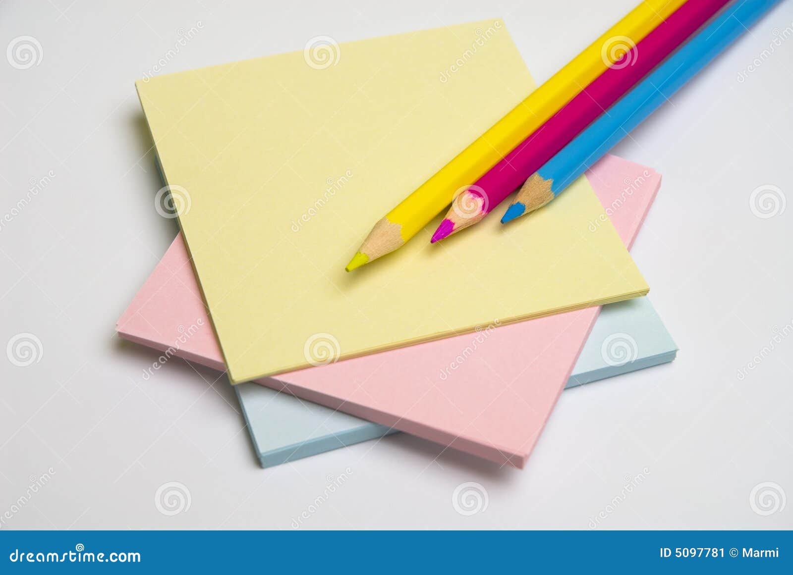 Note Paper and Coloured Pencils Stock Image - Image of coloured ...