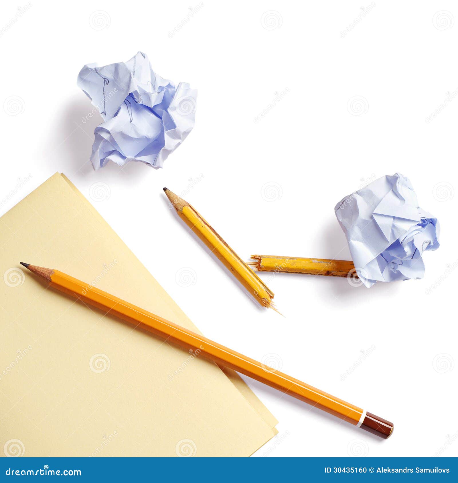 Note Paper, Crumpled Paper and Pencil Stock Photo - Image of stickers ...