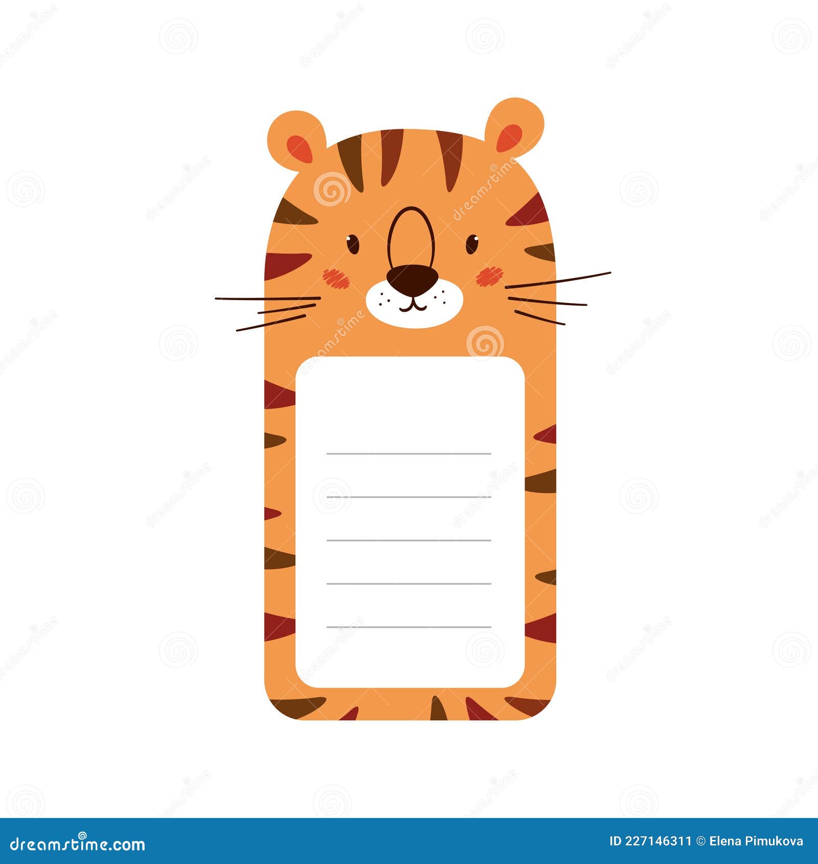Note Paper Decorated Tiger Head. Cute Animal Sheet Template for Diary ...