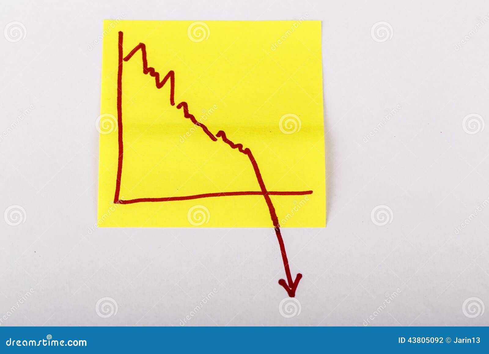 Note Paper with Finance Business Graph Going Down - Loss Stock Photo ...