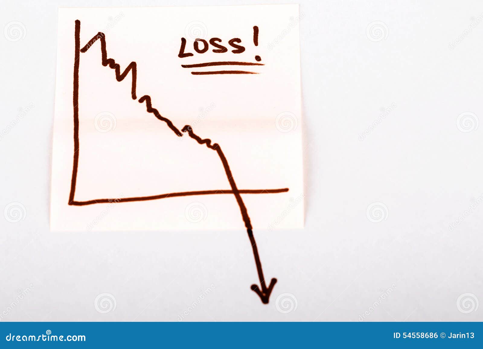 Note Paper with Finance Business Graph Going Down - Loss Stock Photo ...
