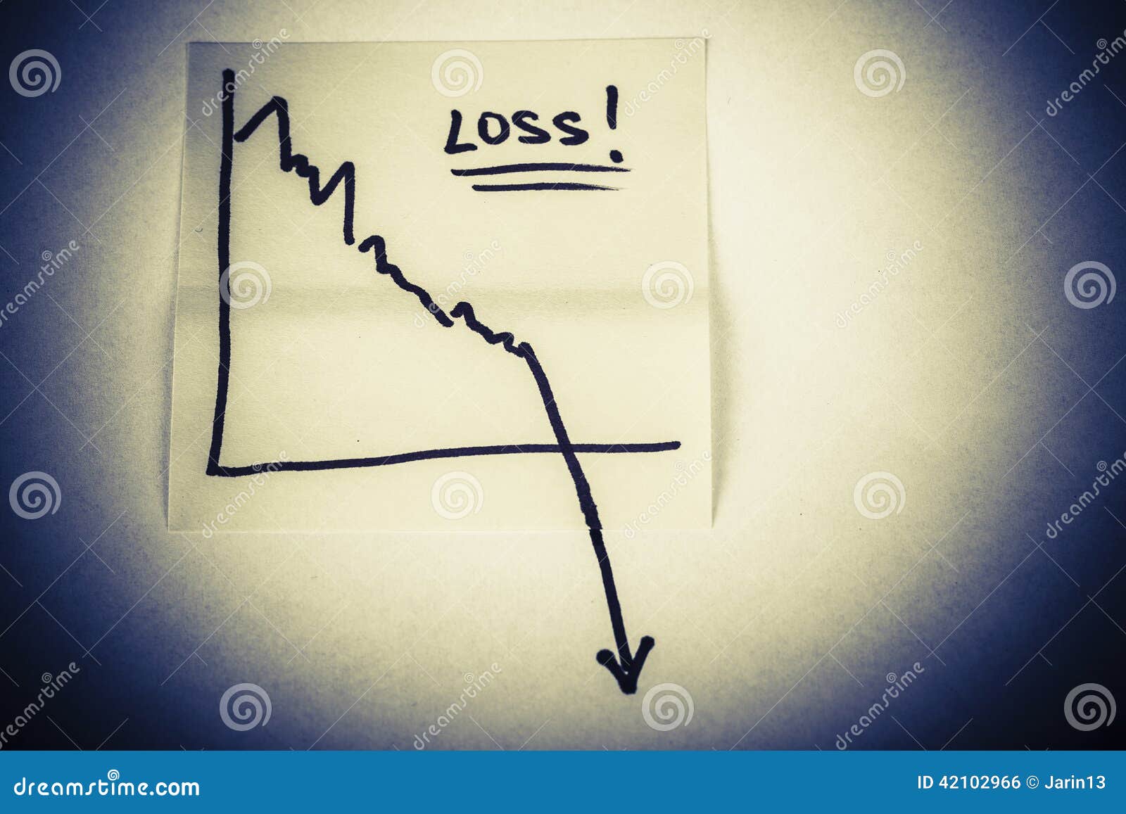 Note Paper with Finance Business Graph Going Down - Loss Stock Photo ...