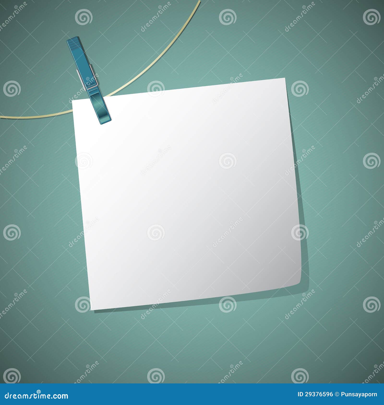 Note Paper Hang on String with Clothes Pin, Stock Vector - Illustration ...