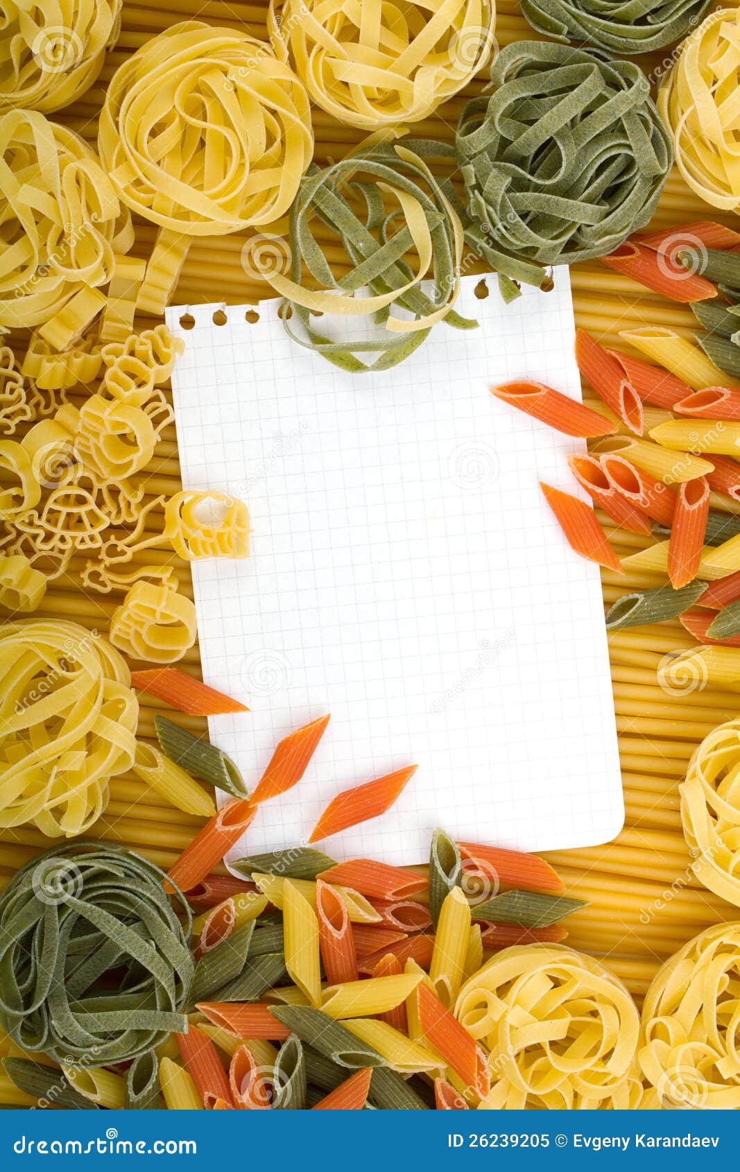 Note Paper On Italian Pasta Background Stock Image - Image: 26239205