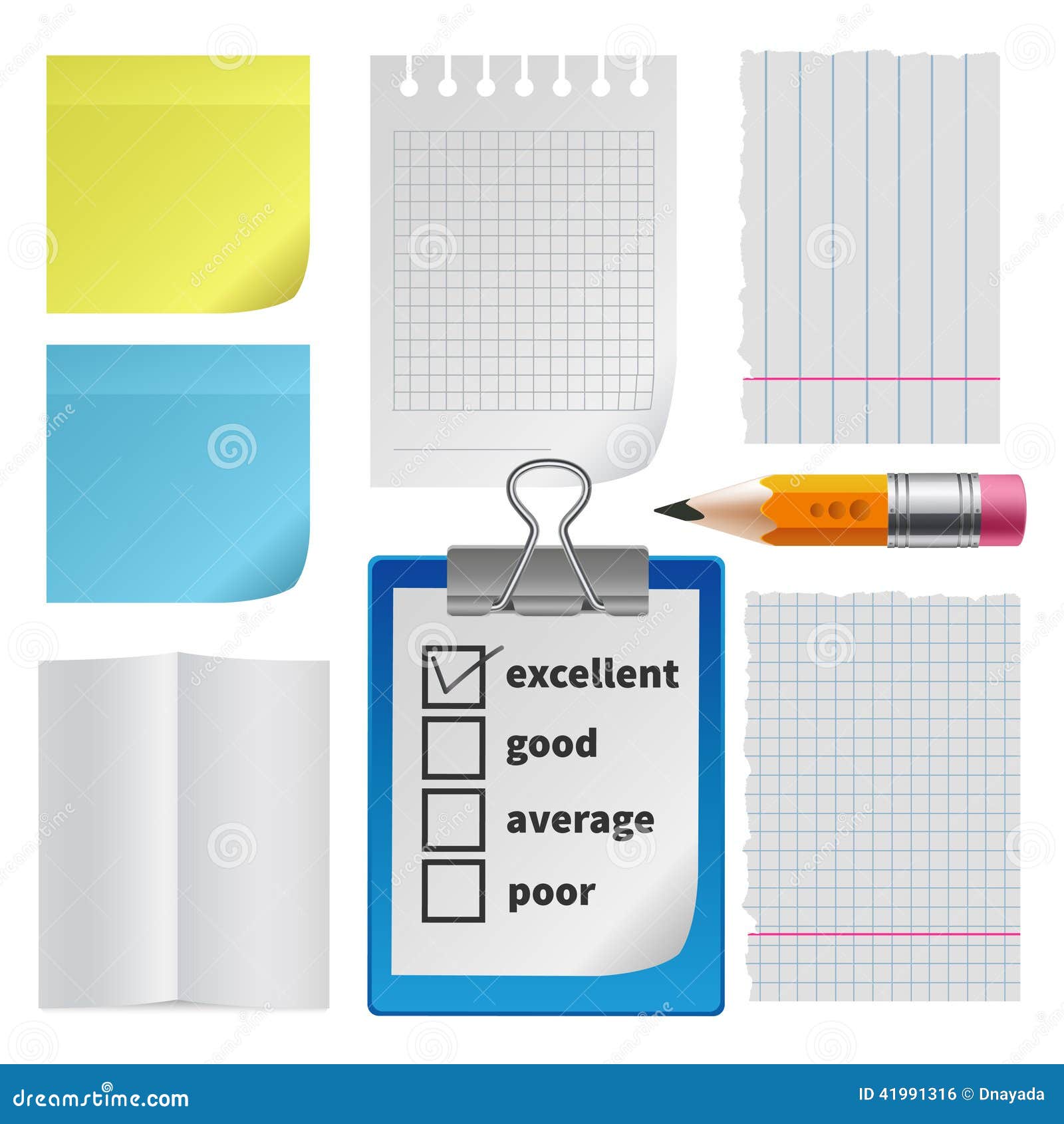 Note paper office set stock vector. Illustration of notice - 41991316