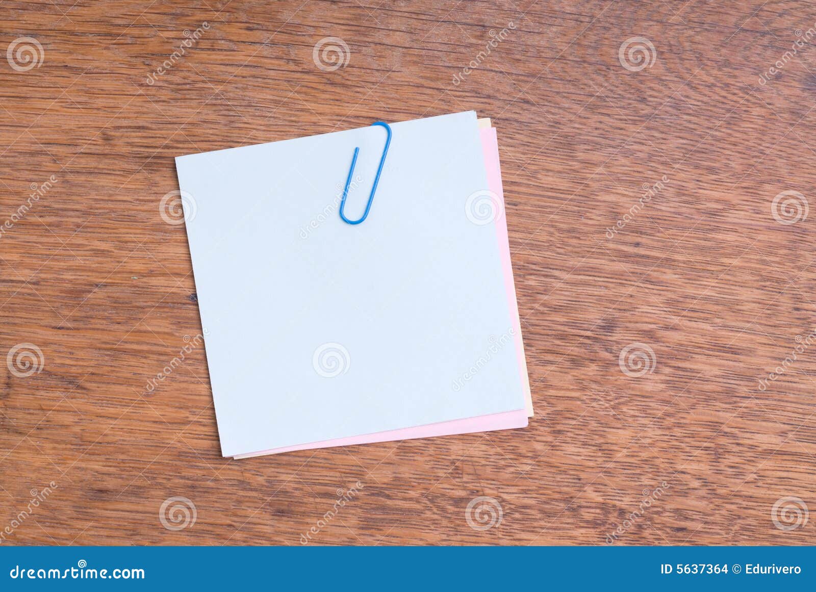 Note Paper with Paperclip on Wooden Table Stock Photo - Image of memo ...