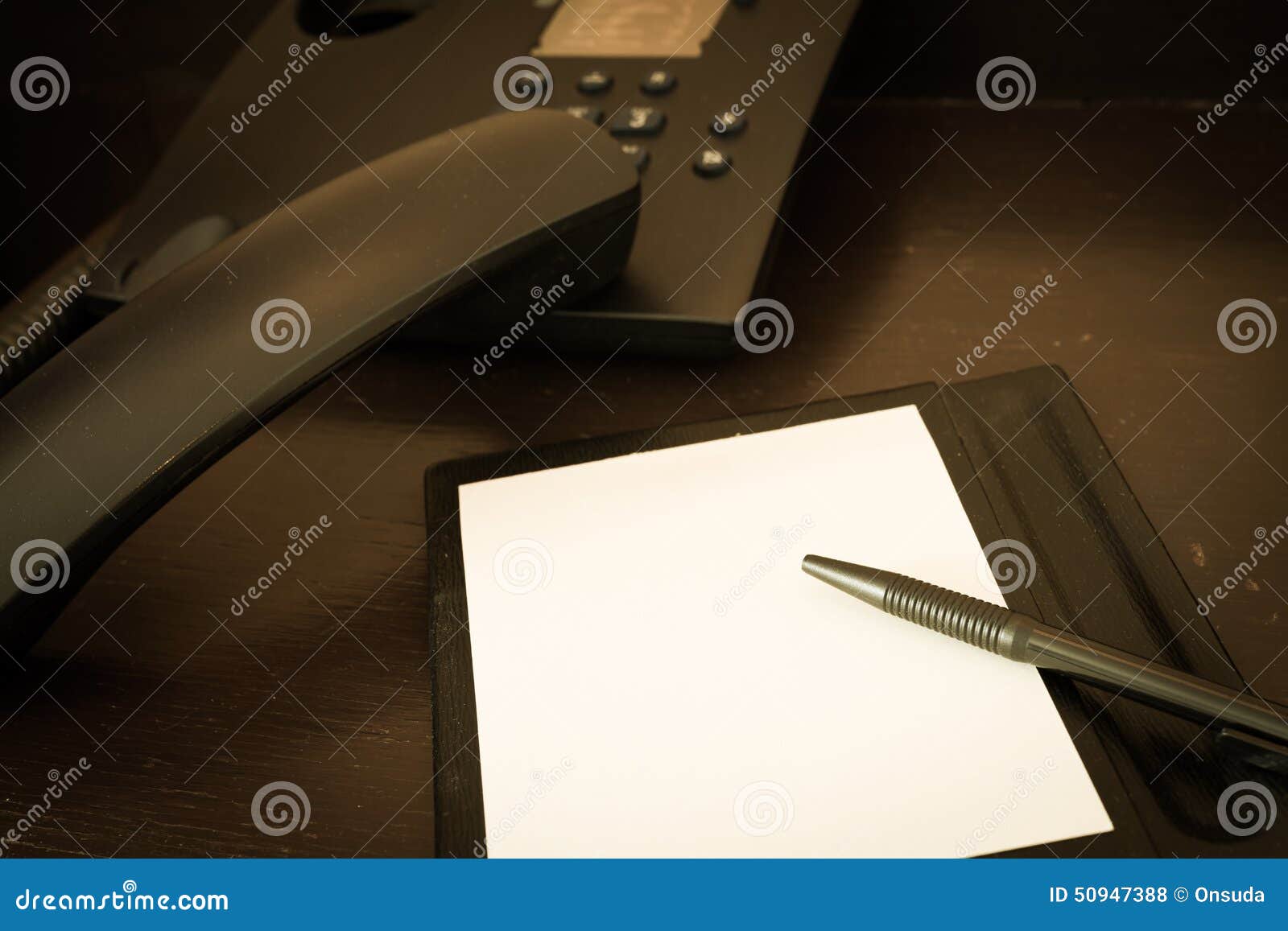 Note paper and pen on desk stock photo. Image of hotel - 50947388