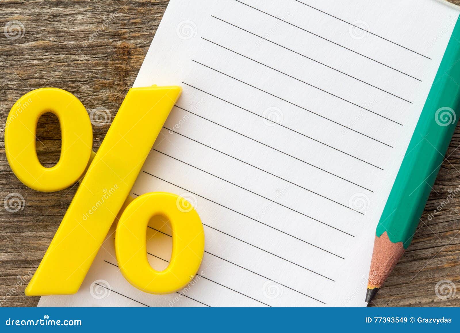 Note Paper with Pencil and Percentage Sign Stock Image - Image of count ...