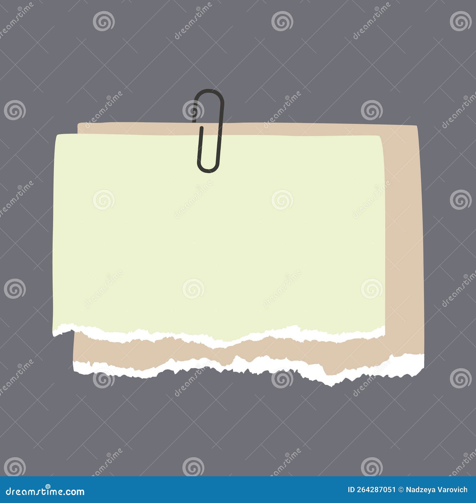 Note Paper with Pin, Binder Clip. Blank Sheet, Torn Piece of Paper and ...