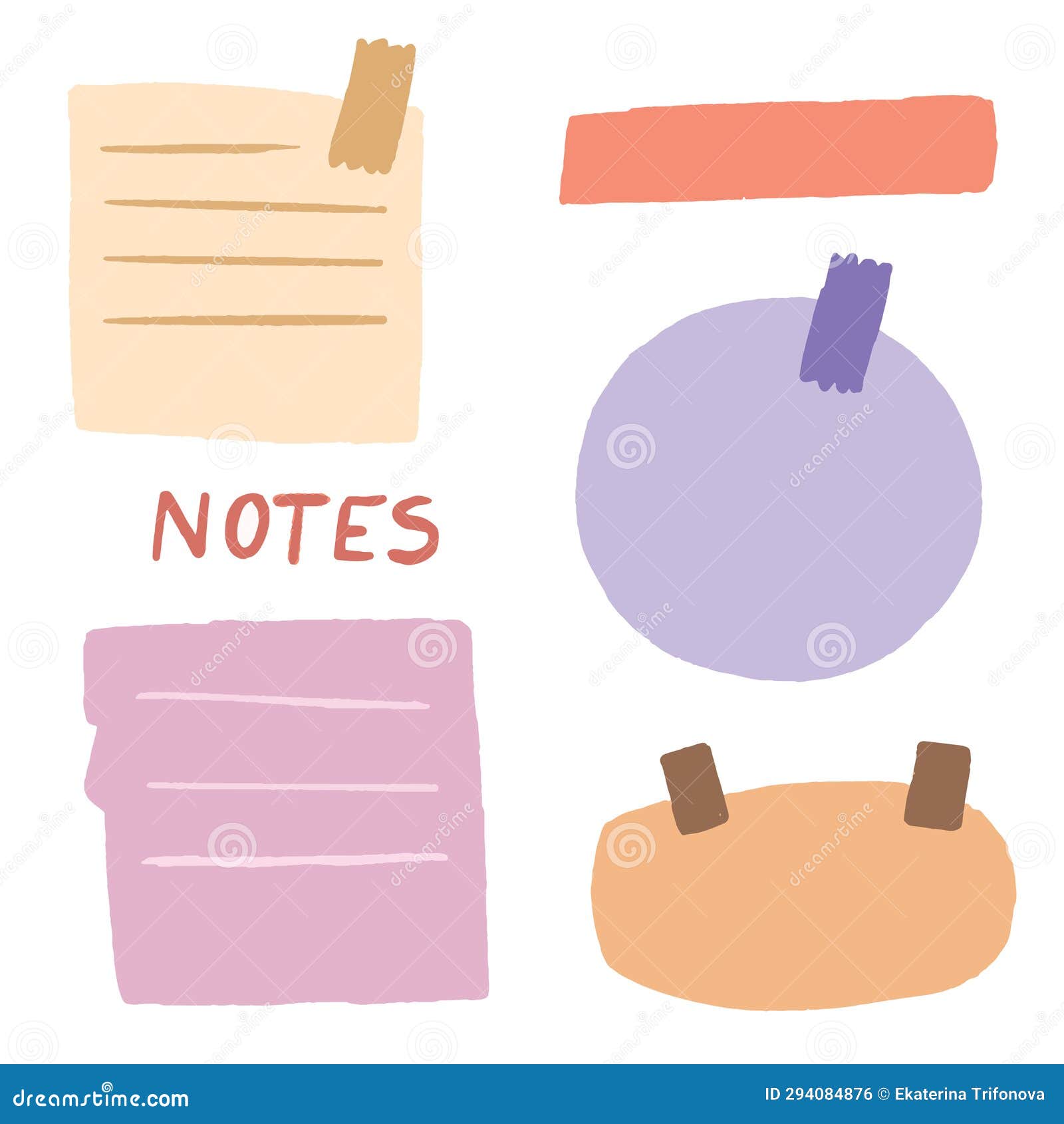 Note Paper with Pin, Binder Clip, Push Pin, Adhesive Tape and Tack ...