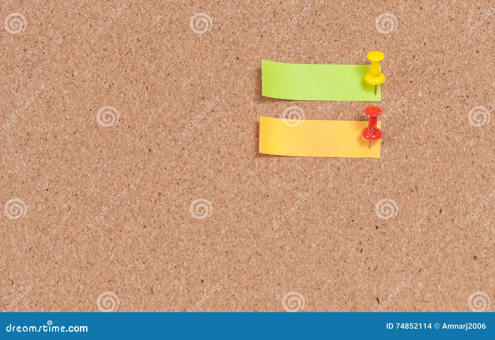 Note Paper with Pin on Board Stock Photo - Image of note, blank: 74852114