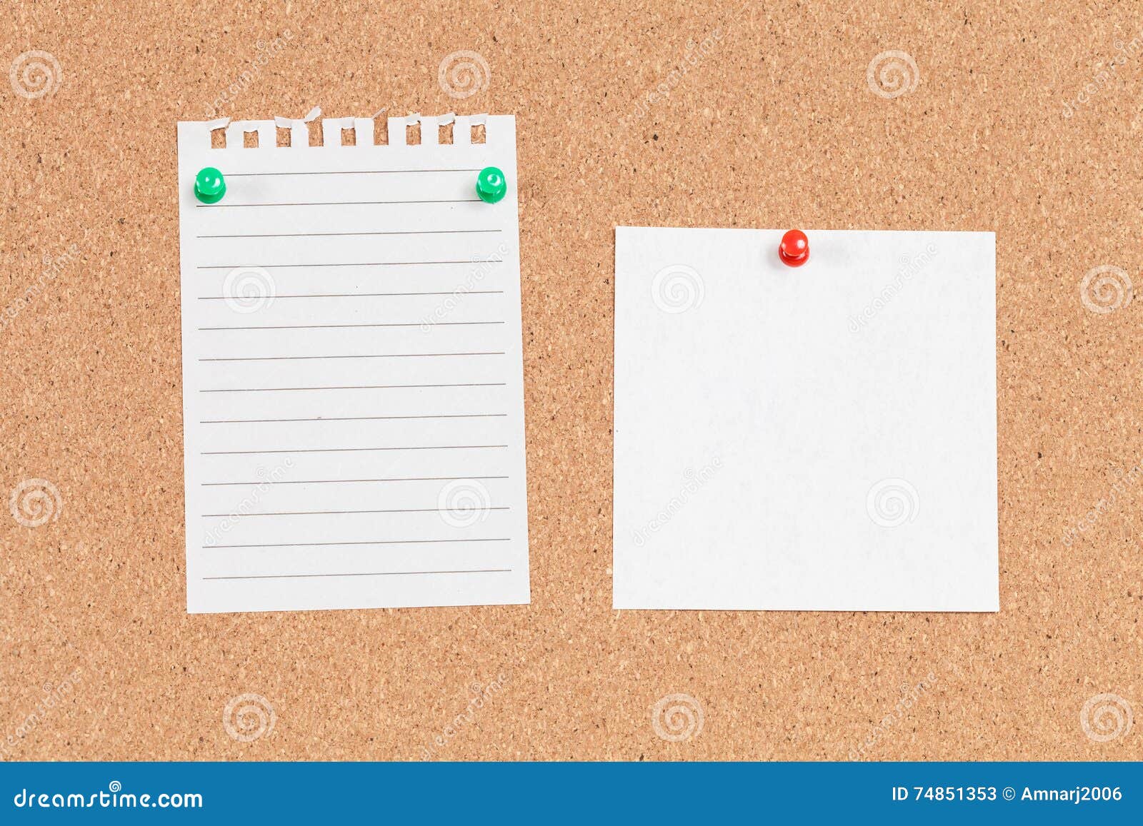 Note Paper with Pin on Cork Board Stock Image - Image of stuck, curled ...
