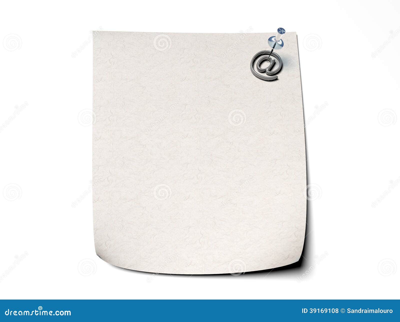 Note Paper with a Pin and Email Icon - White B Stock Photo - Image of ...