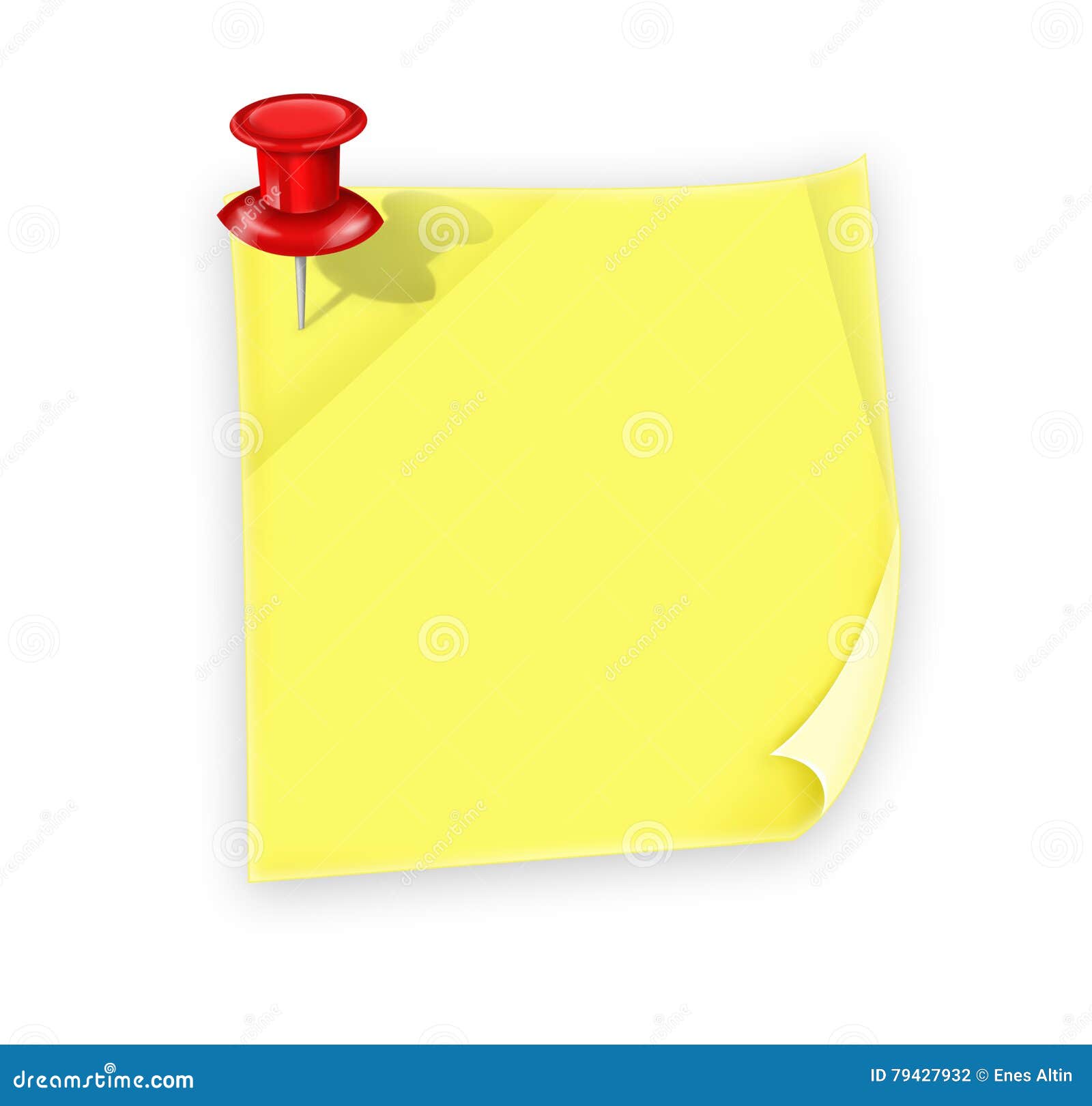 Note Paper with Pin on White Background. Stock Illustration ...