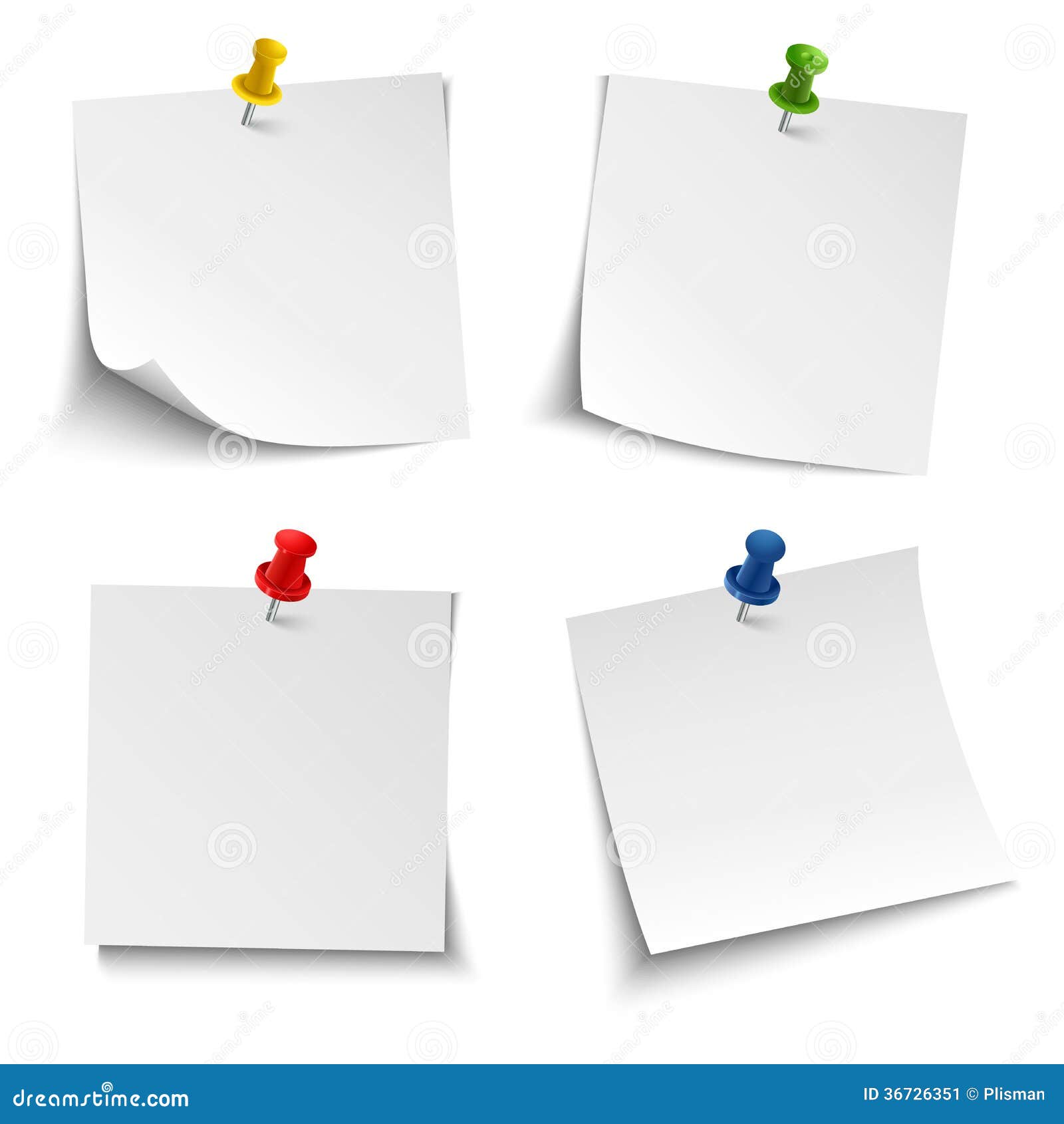 Note Paper with Push Colored Pin Stock Vector - Illustration of attach ...