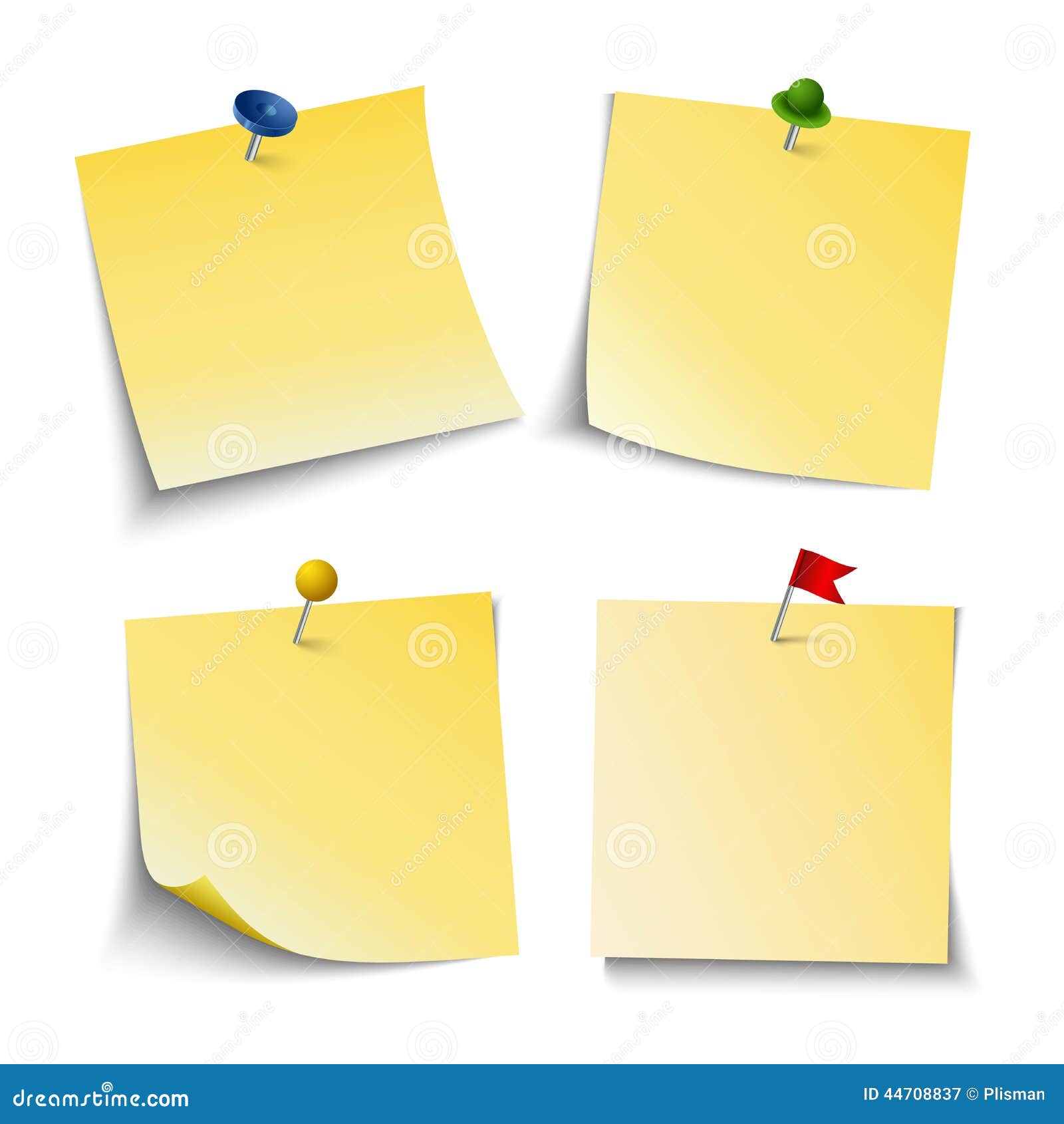 Note Paper with Push Colored Pins Template Stock Vector - Illustration ...