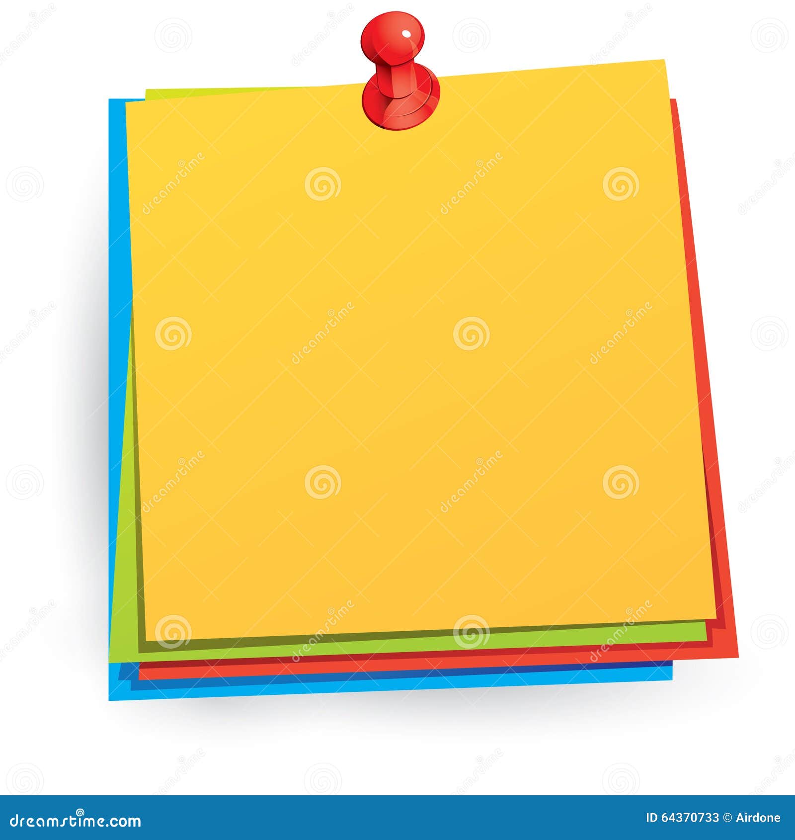 Note Paper with Push Pin stock vector. Illustration of memo - 64370733