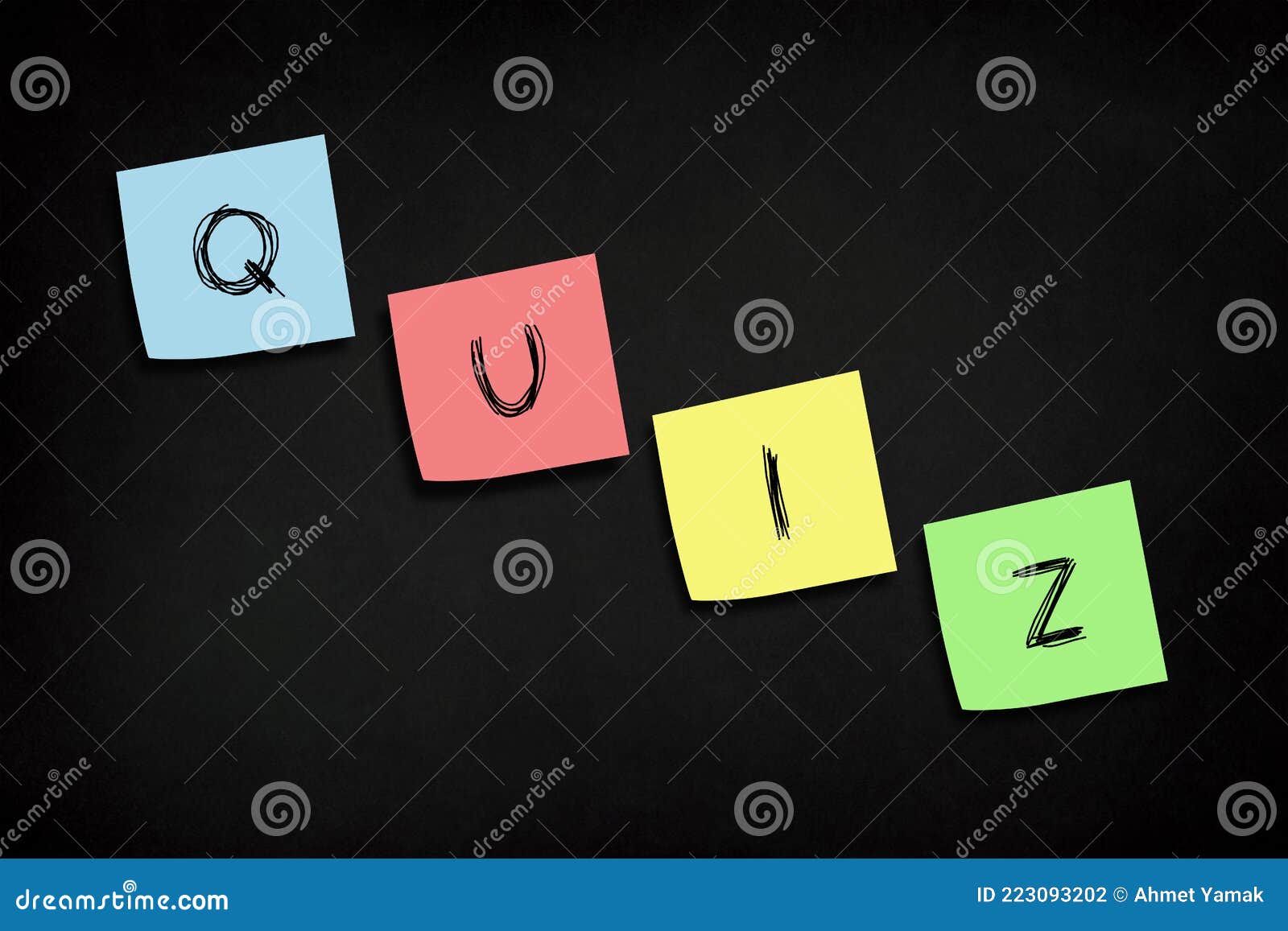 Note Papers with Quiz Time Concept Design on Chalkboard Stock Photo ...